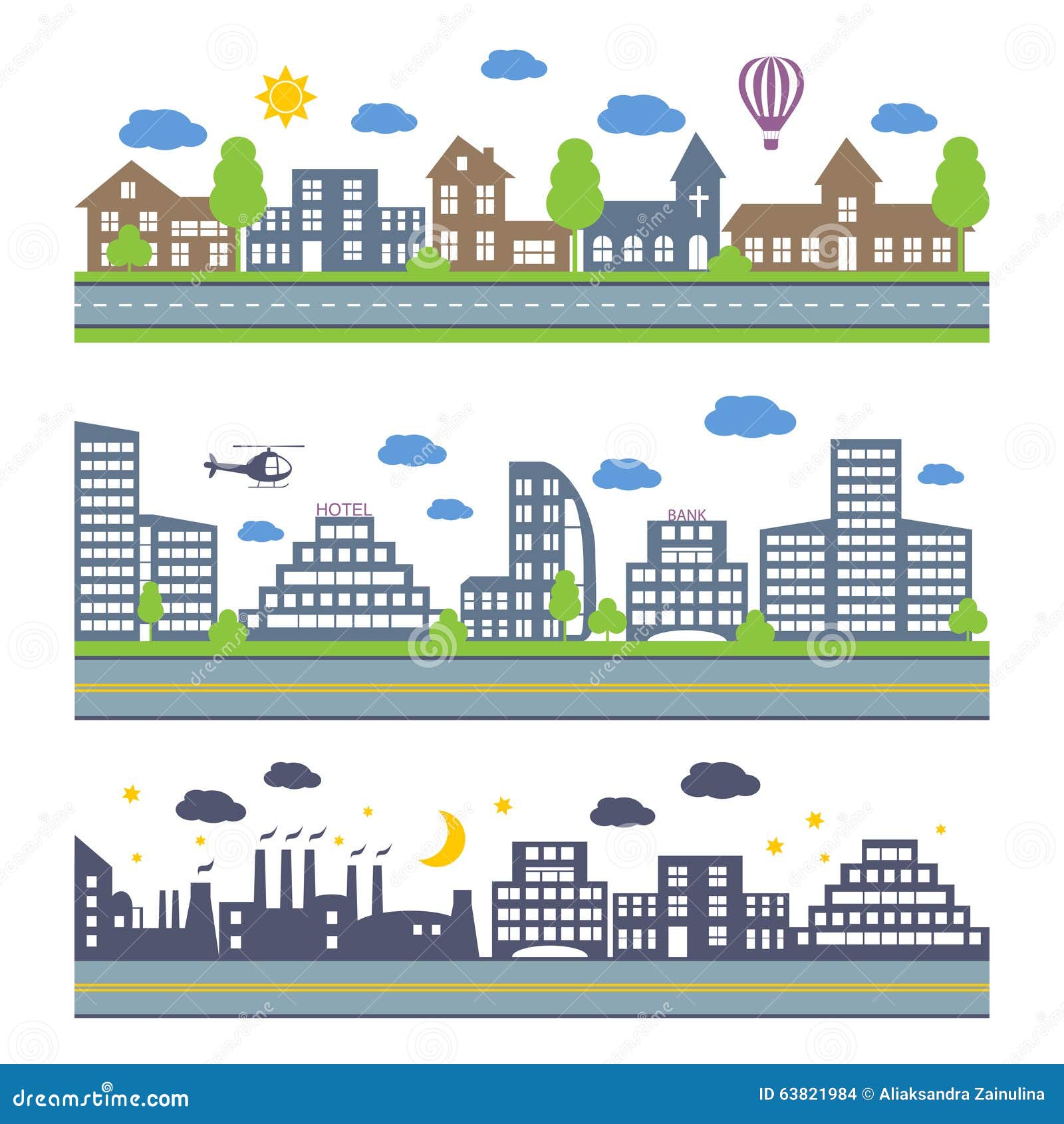 City Skylines Vector Icons Set Stock Vector - Illustration of element ...
