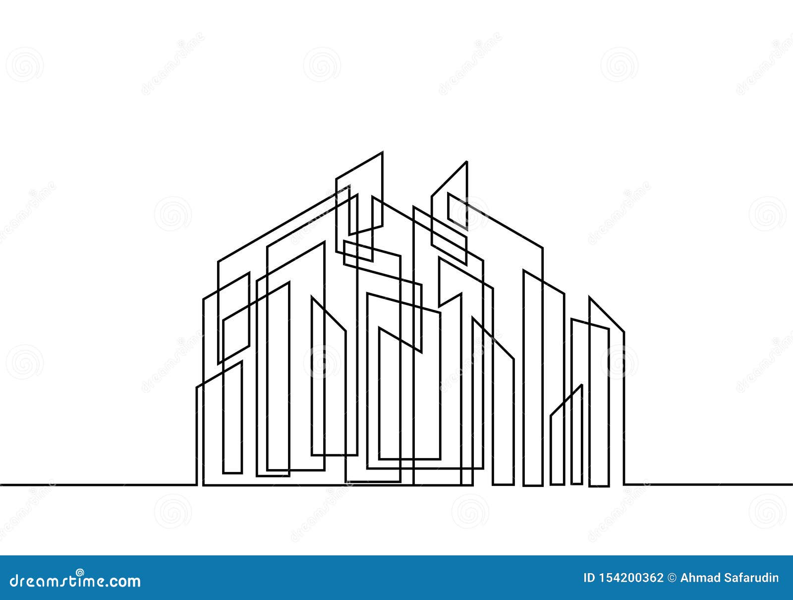 City Skyscraper Building One Continuous Line Drawing Minimalism Stock ...