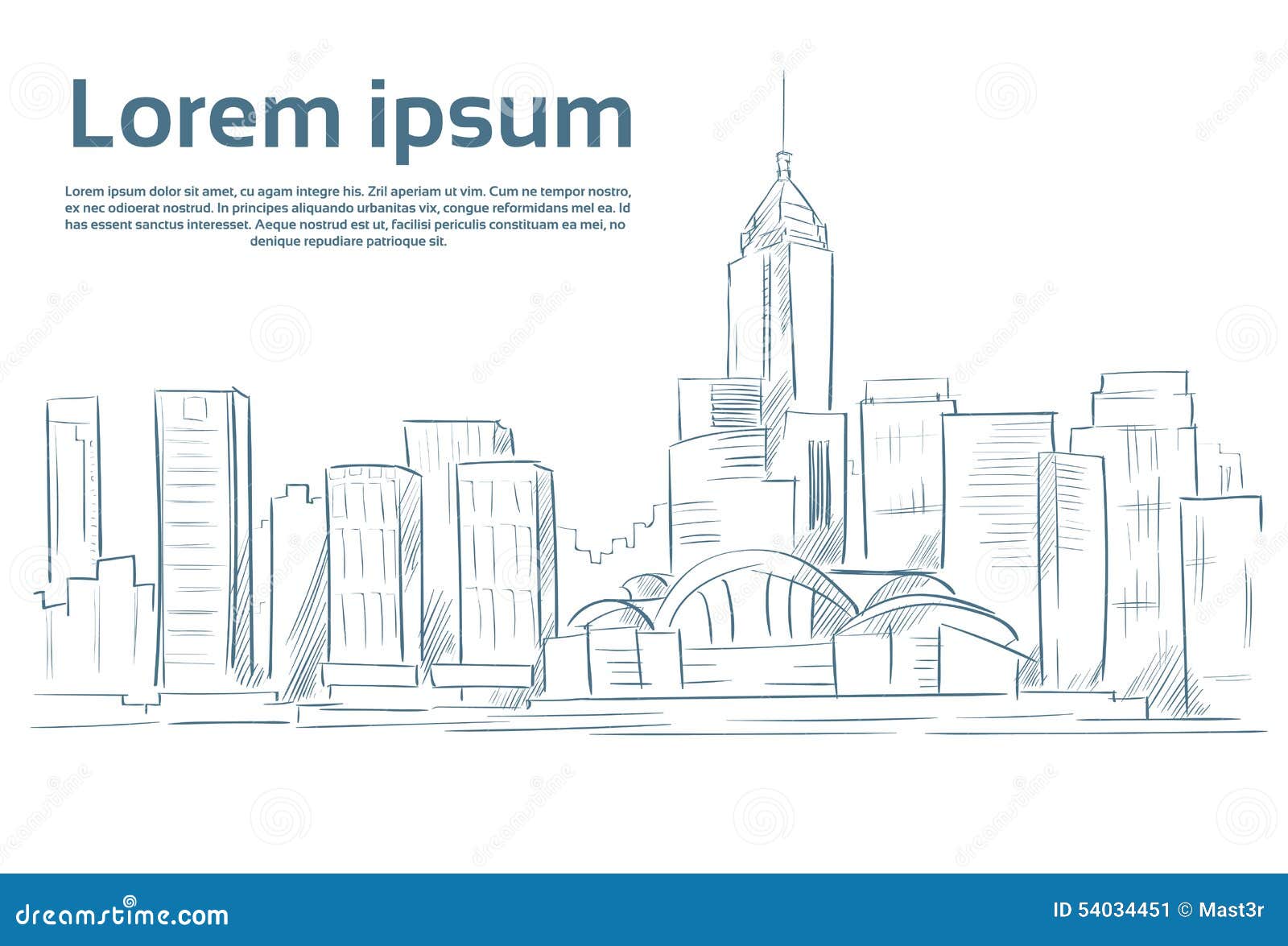 City Skyscraper Sketch View Cityscape Skyline Stock Vector ...