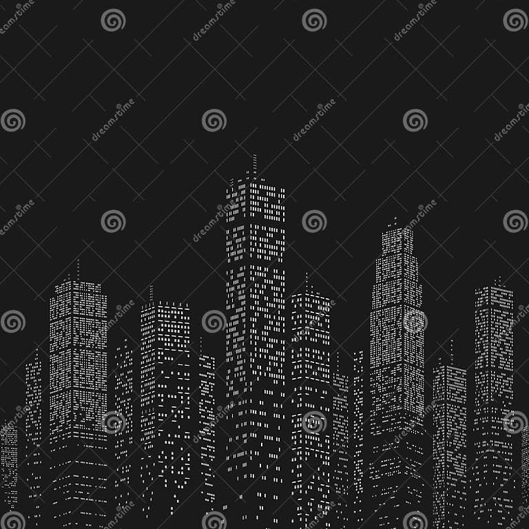 City Skyscraper Vector Pattern Stock Vector - Illustration of nightlife ...