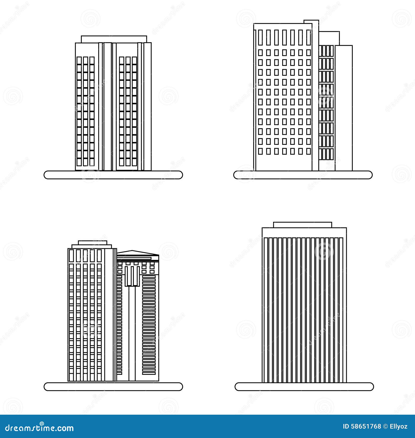 City Skyscrapers icons stock vector. Illustration of outdoor - 58651768