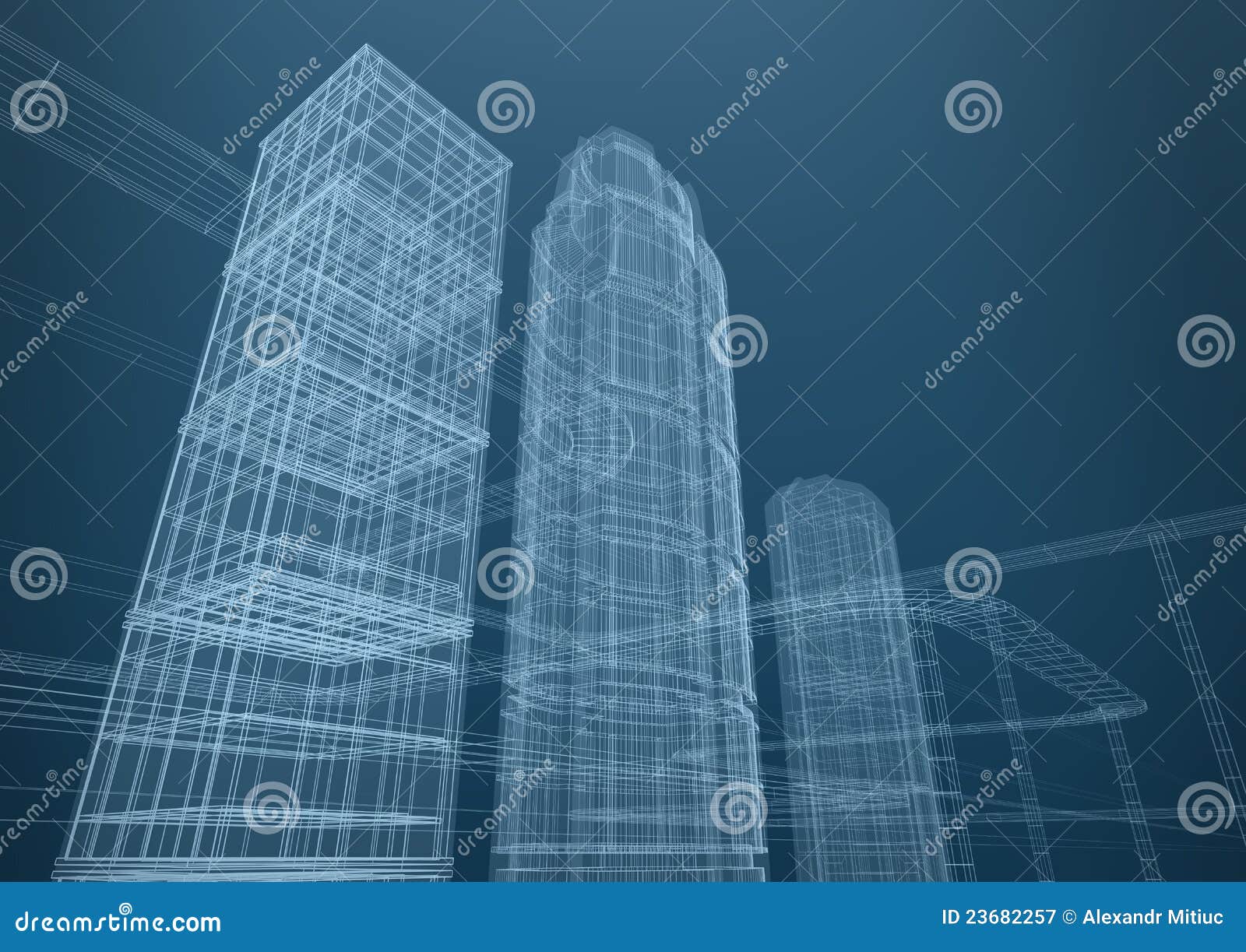 City of Skyscrapers in Shapes, Concept Stock Illustration ...