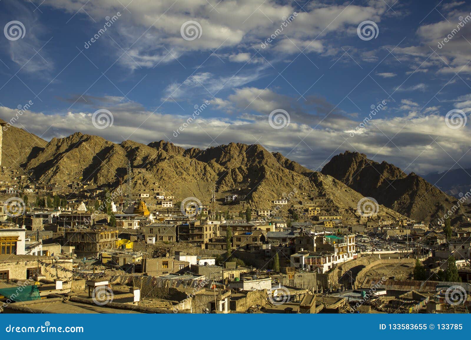 A City on the Slope of Sandy Mountains Stock Image - Image of mountain ...