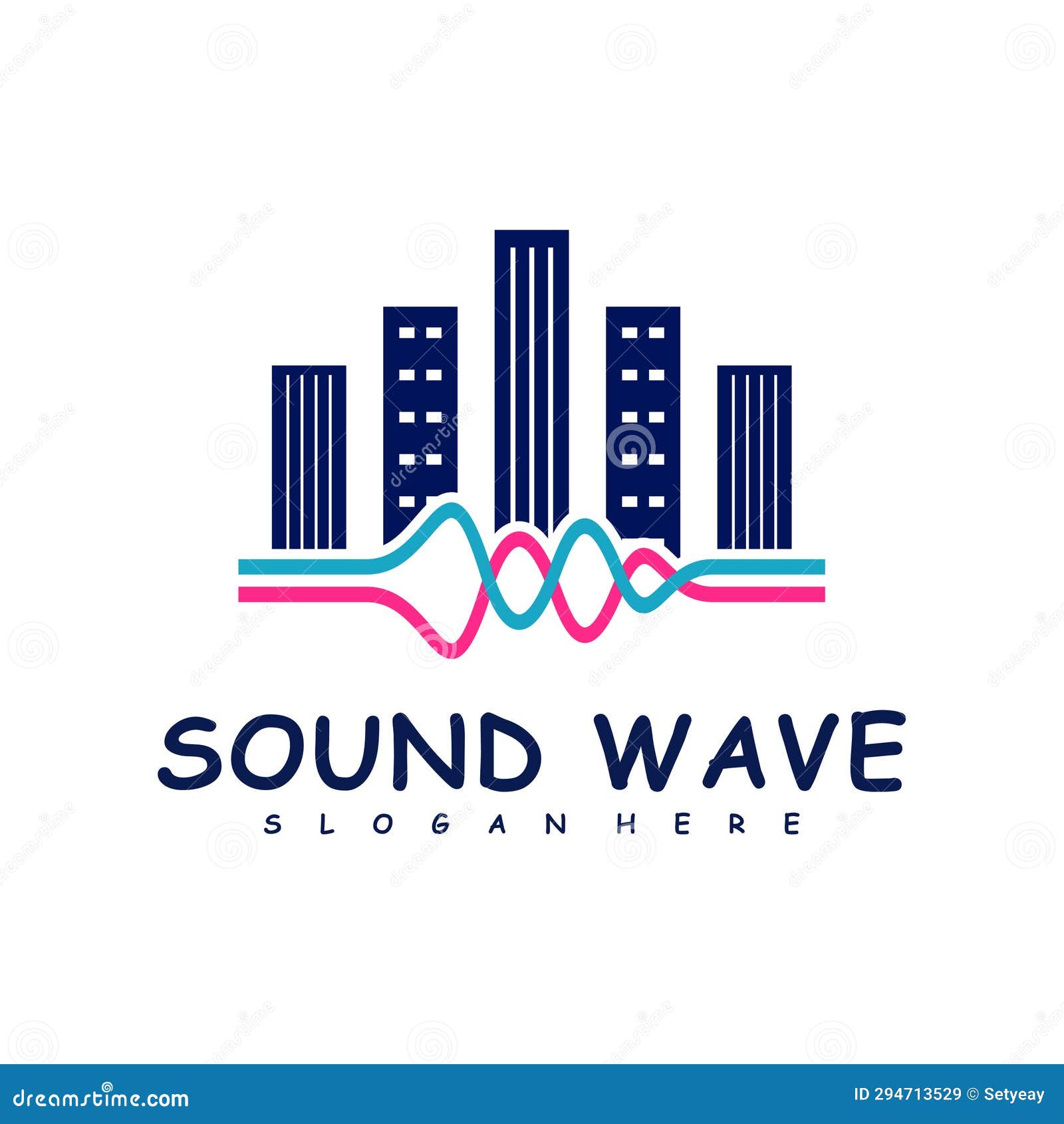 City with Sound Wave Logo Design Concept Vector. Sound Wave ...