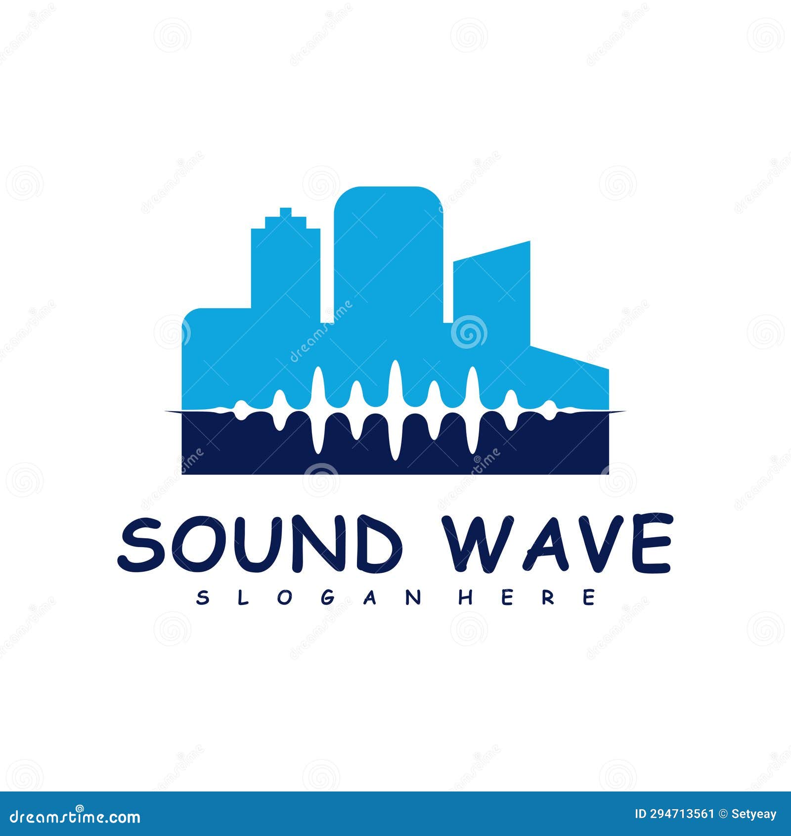 City with Sound Wave Logo Design Concept Vector. Sound Wave ...