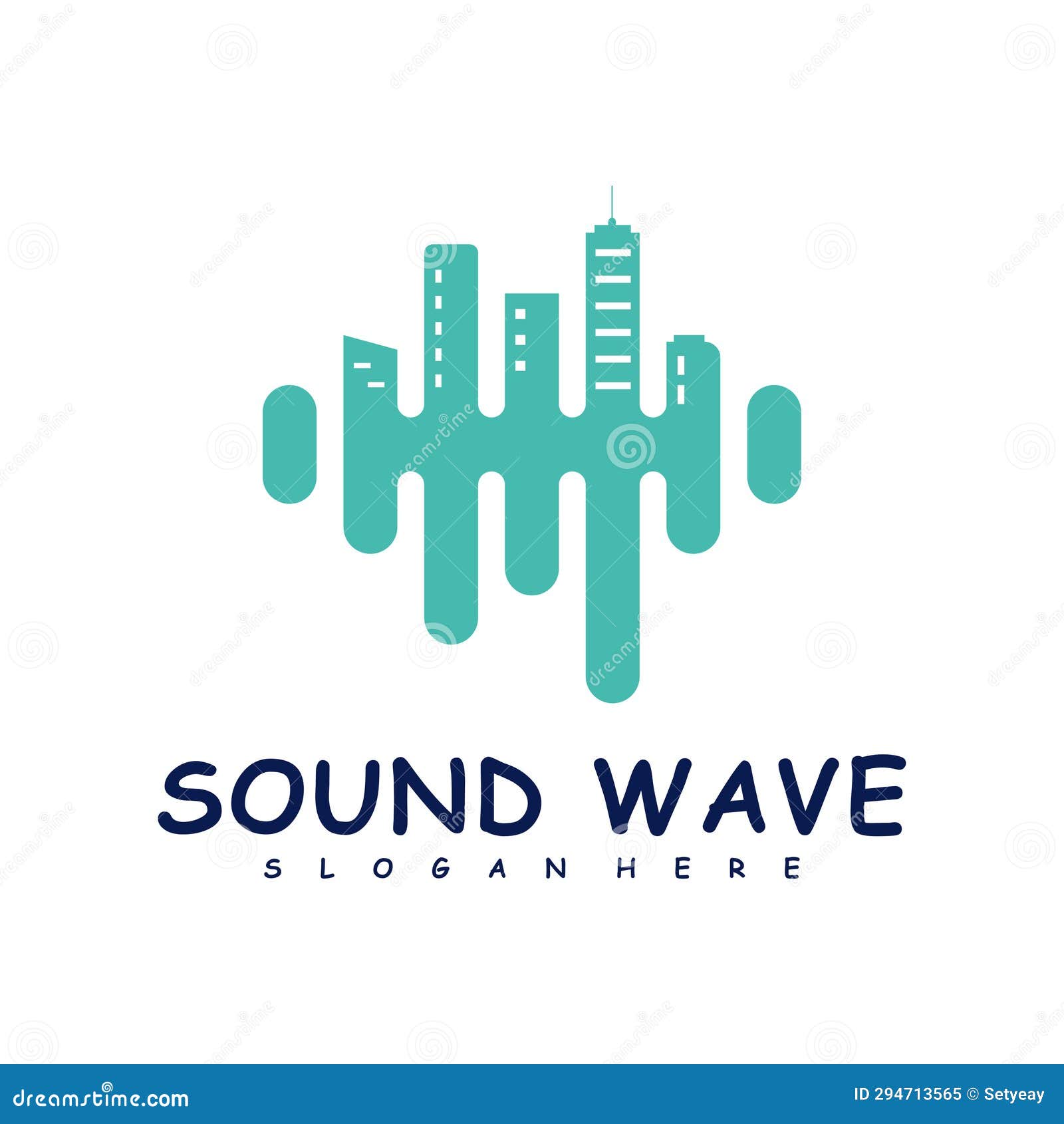 City with Sound Wave Logo Design Concept Vector. Sound Wave ...
