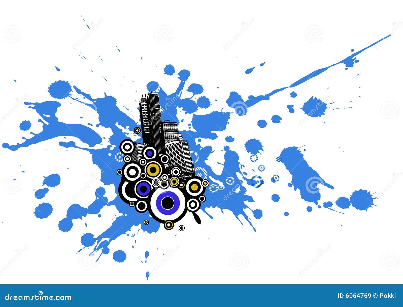 City with splash. Vector stock vector. Illustration of color - 6064769