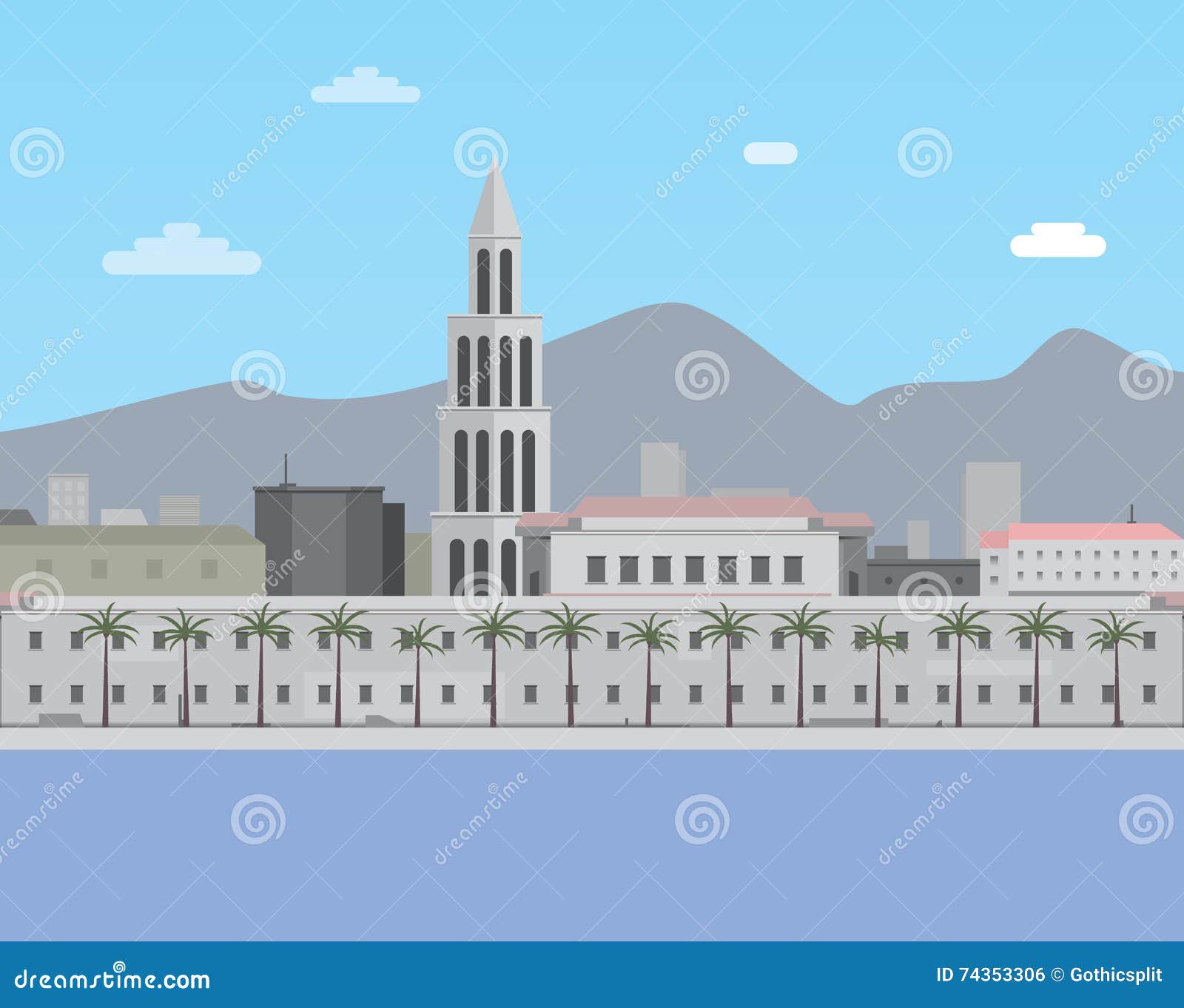 City of Split, Flat Style Illustration. Stock Vector - Illustration of ...