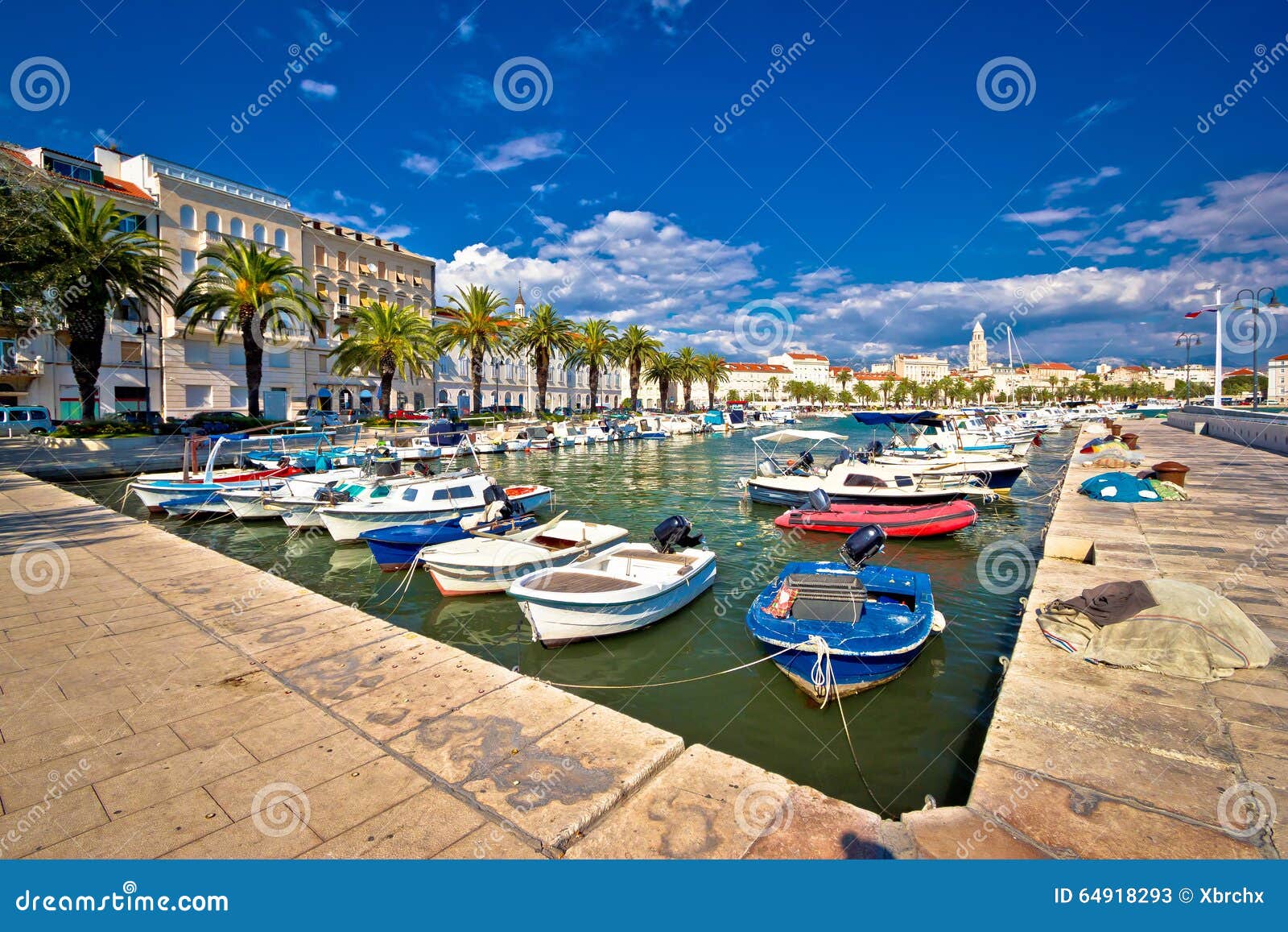 City of Split Harbor and Old Architecture Stock Image - Image of palace ...
