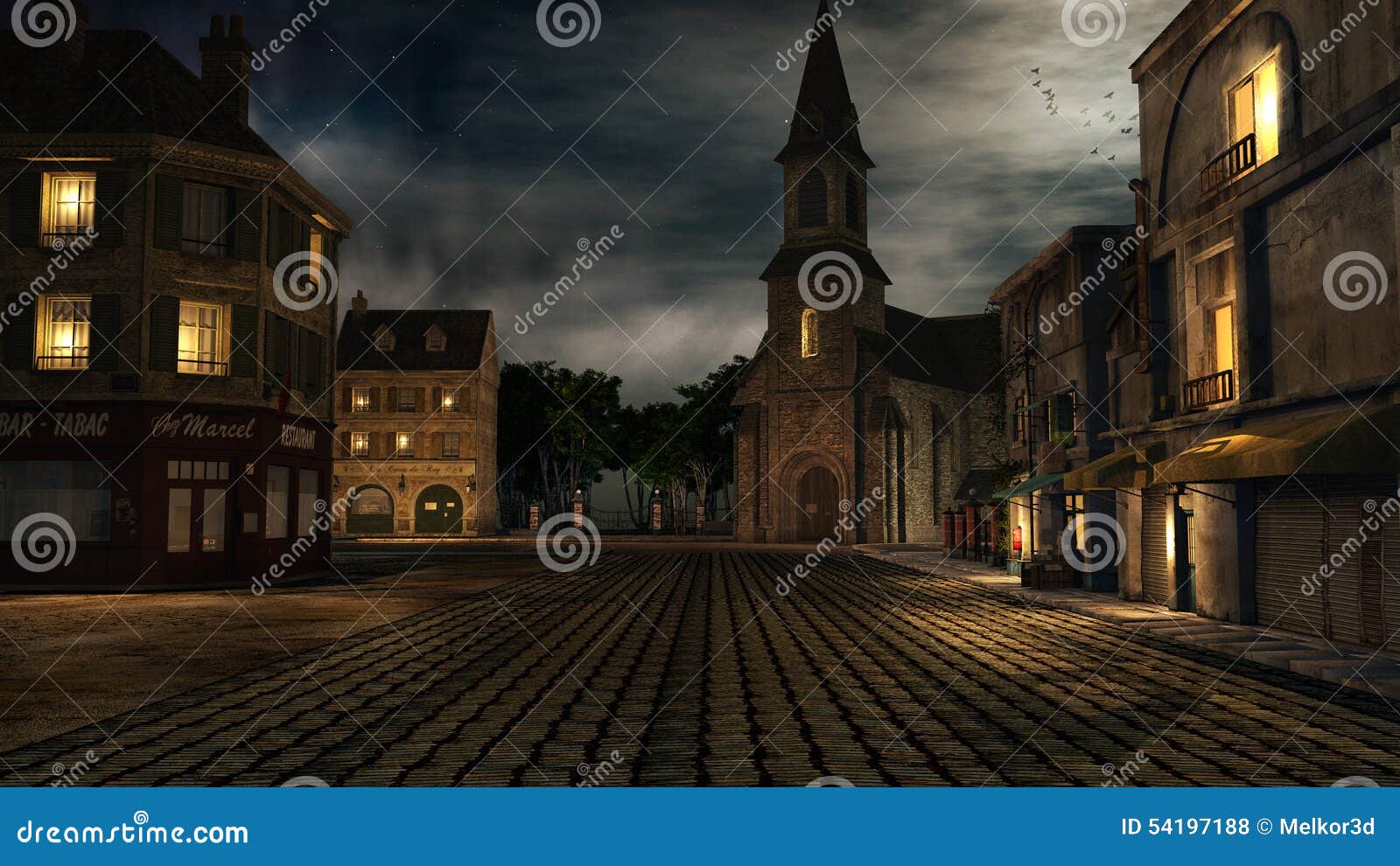 City square at night stock illustration. Illustration of square - 54197188