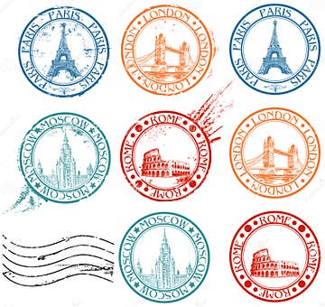 City stamps collection stock vector. Illustration of england - 19046471