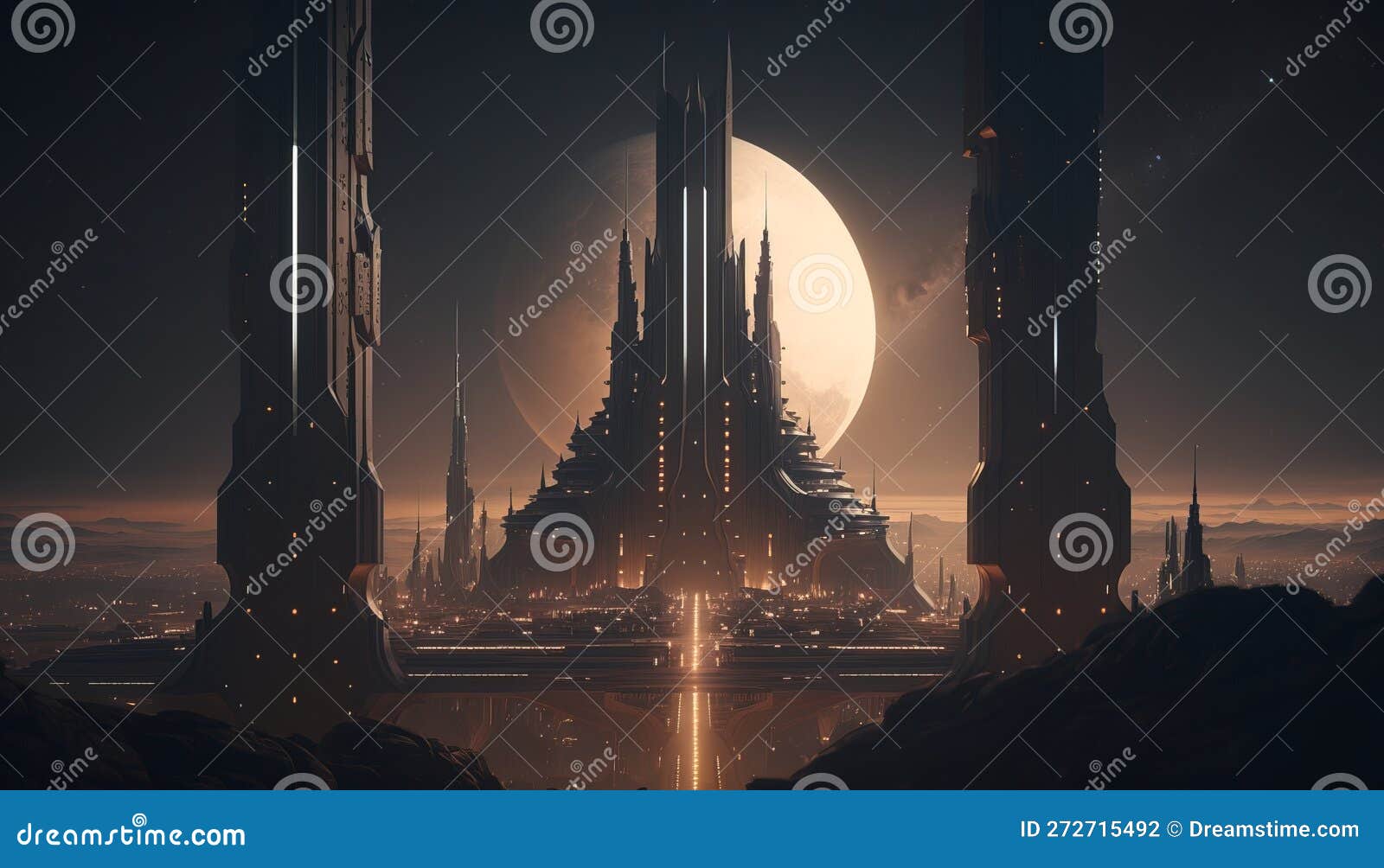 City in the Stars, with Soaring Structures. Generative AI Stock ...