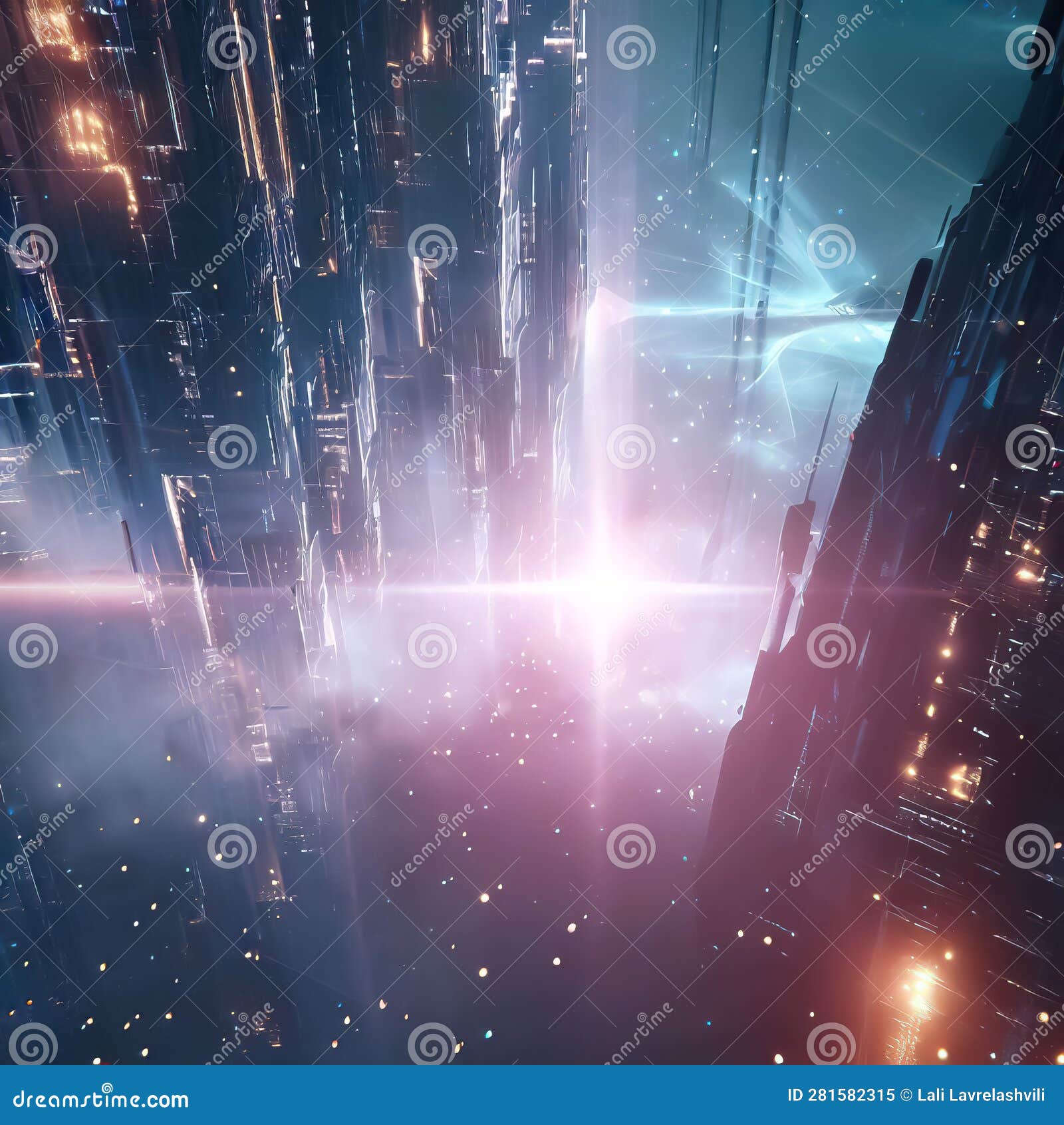 City in the Stars, with Soaring Structures. Generative AI Stock ...