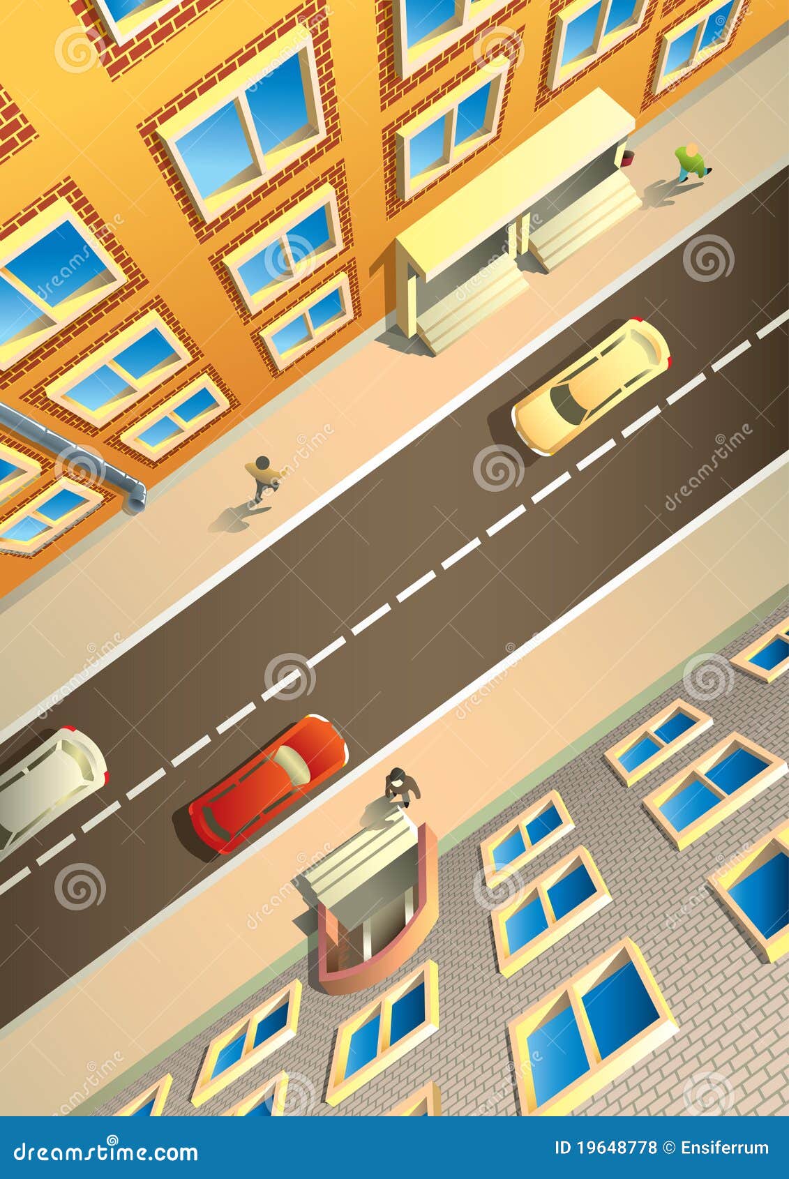 City street from above stock vector. Illustration of building - 19648778