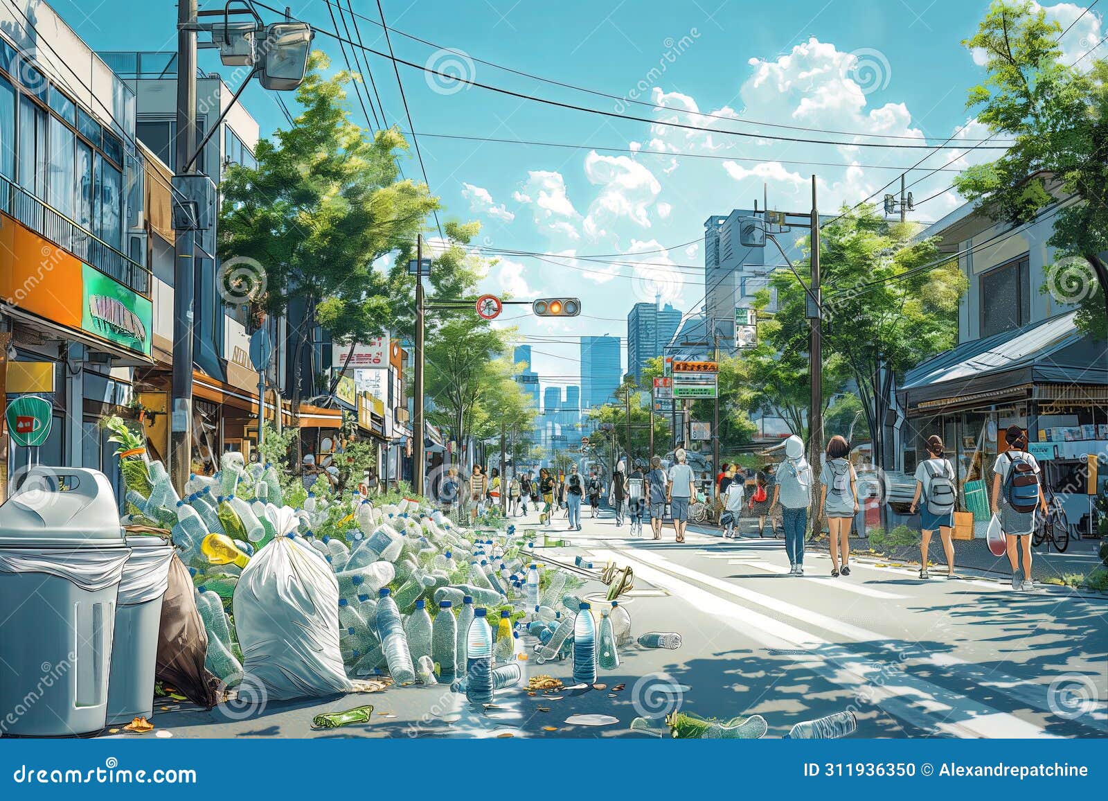 City Street with Excessive Plastic Waste Problem, Highlighting ...