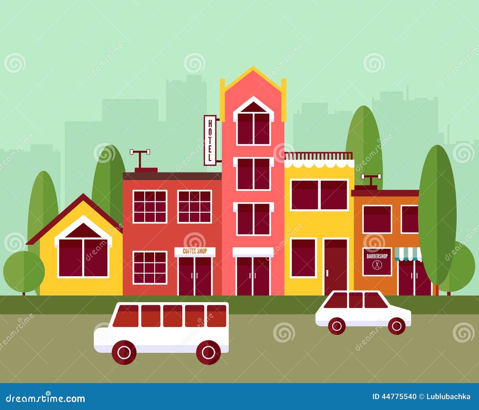 City Street Flat Design Vector Illustration Stock Vector - Illustration ...