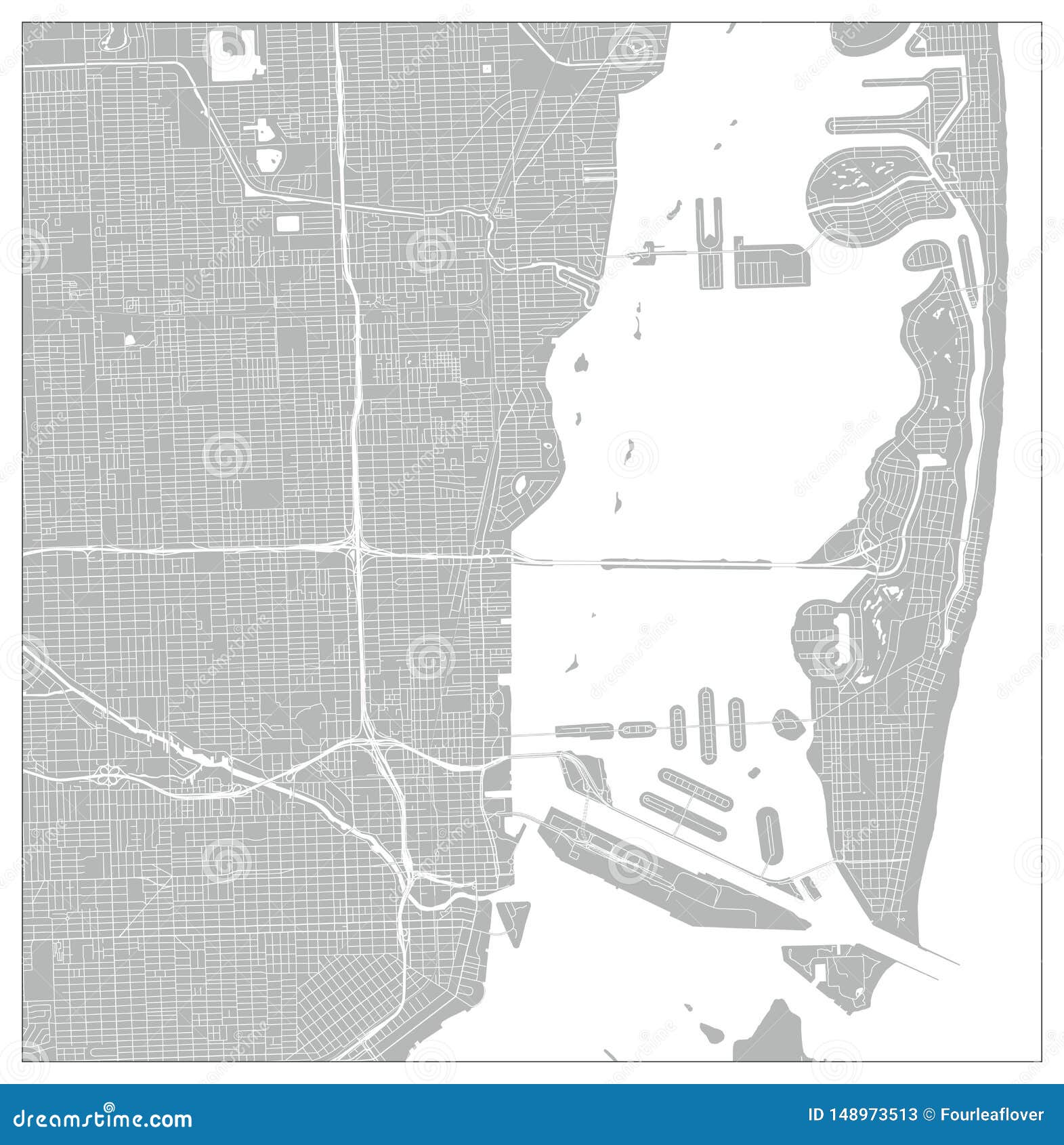 City Street Map, Miami, Florida, US Stock Vector - Illustration of ...