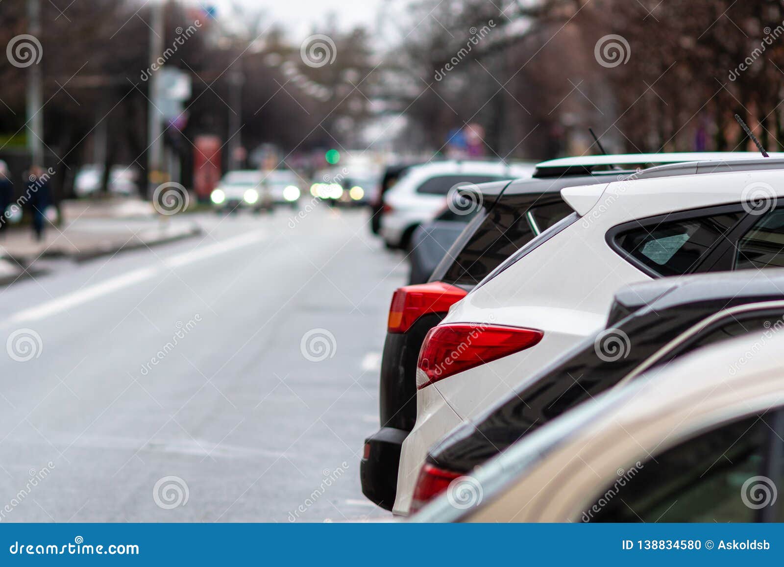 City Street with Parked Car on the Side of the Street - Image Stock ...
