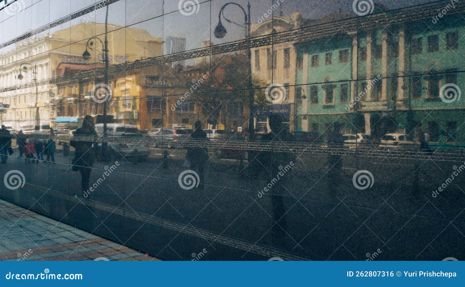 The City Street is Reflected in the Granite Cladding of the Building ...