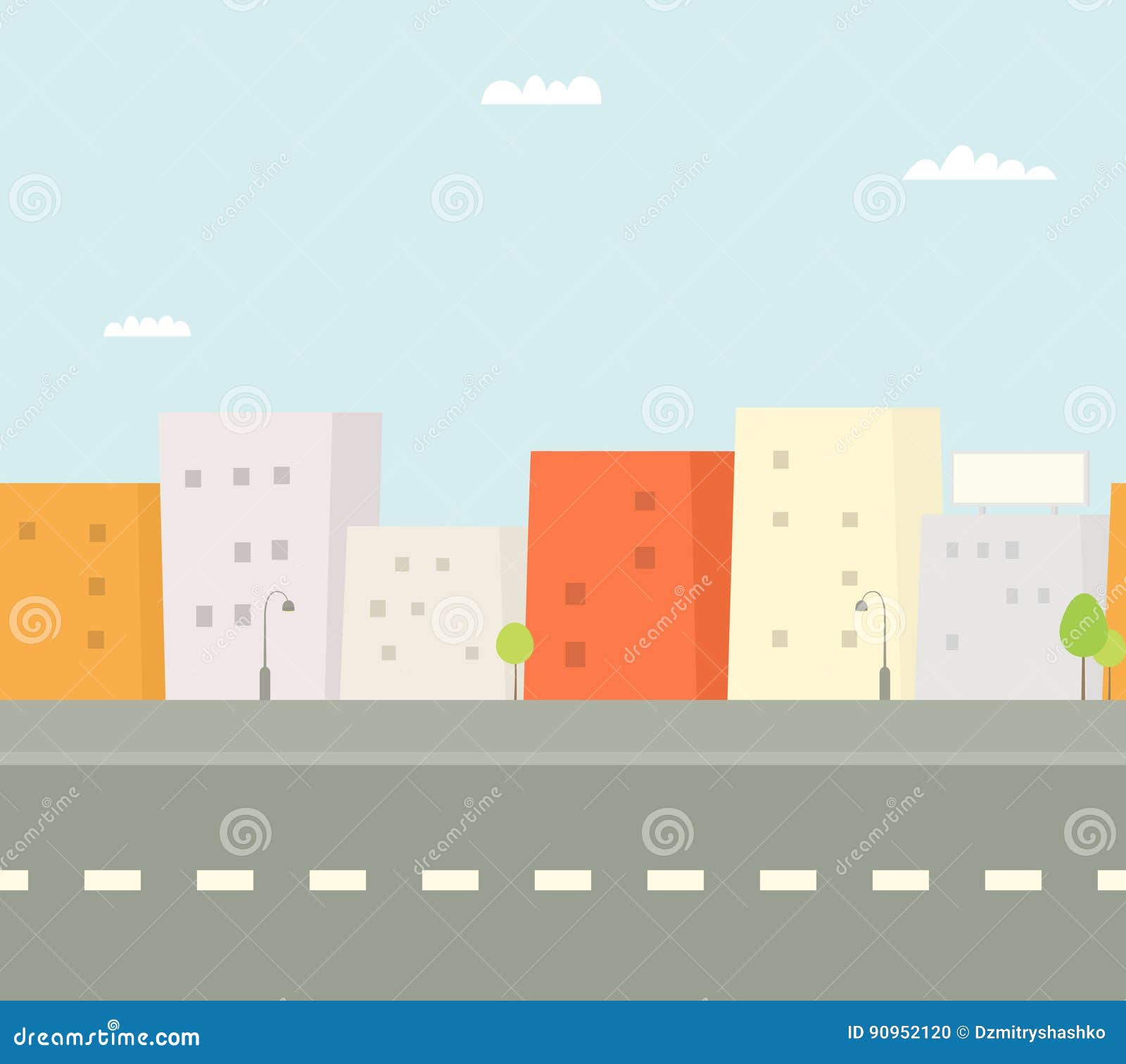 City Street Seamless Background in Flat Style Stock Vector ...