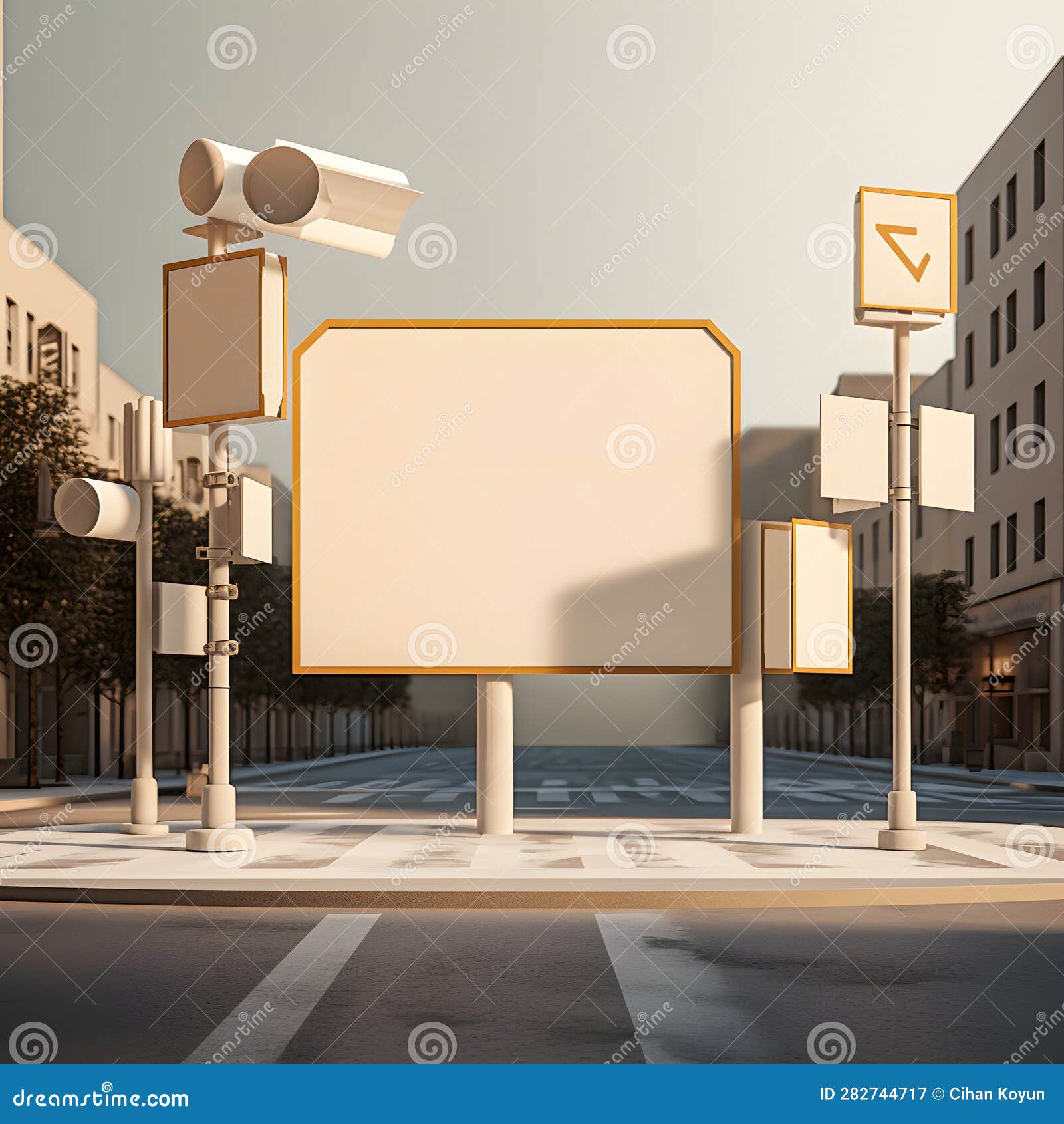 City Streets Adorned with Informative Signs Stock Image - Image of ...