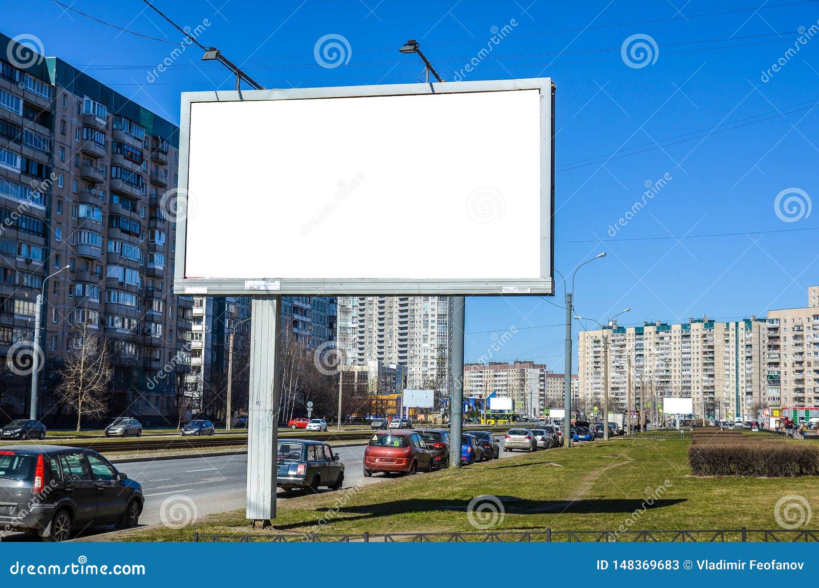 The Streets of the Big City and a Large Advertising Billboard. Copy ...