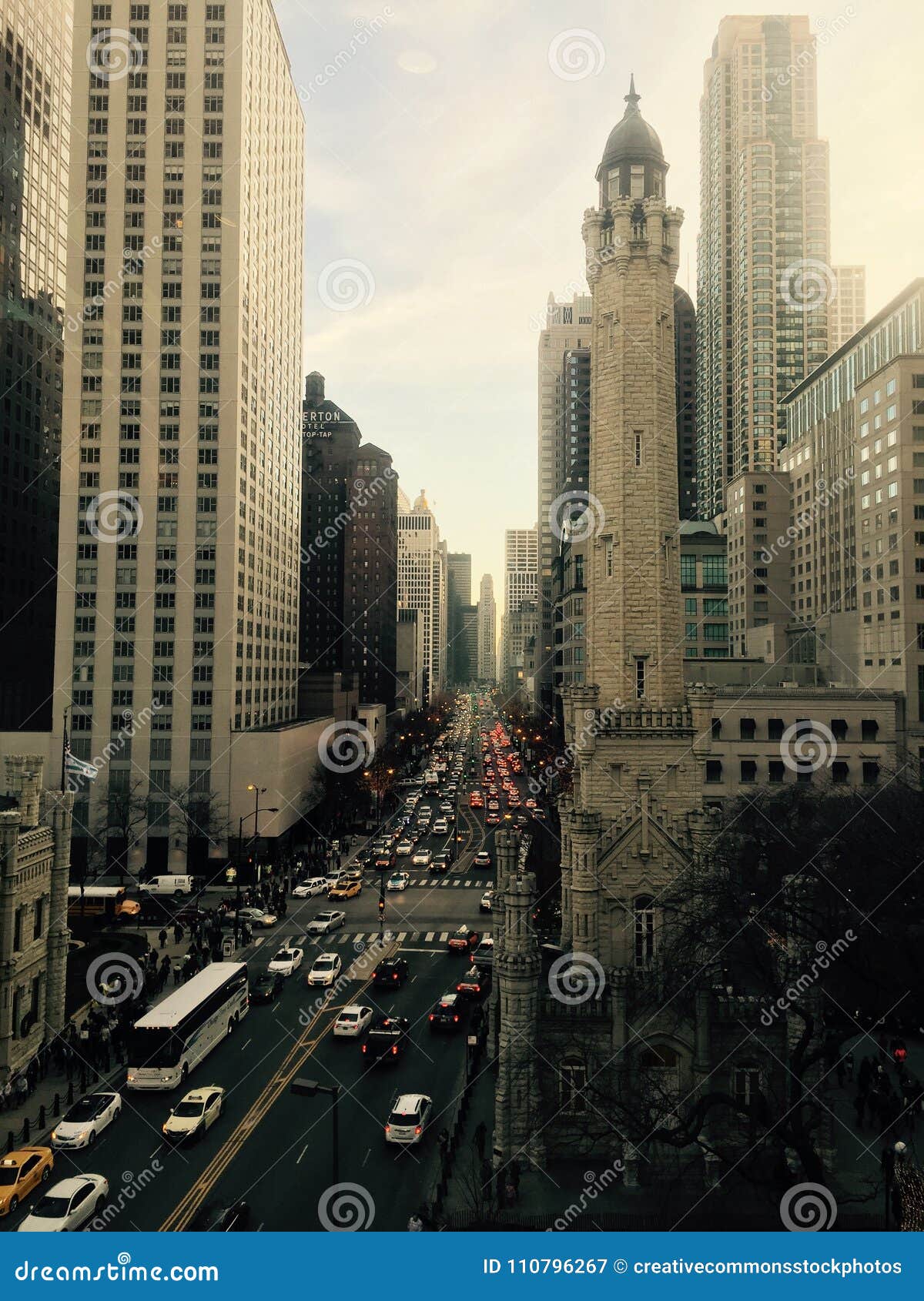 City Streets Between Sky Scrappers Picture. Image: 110796267