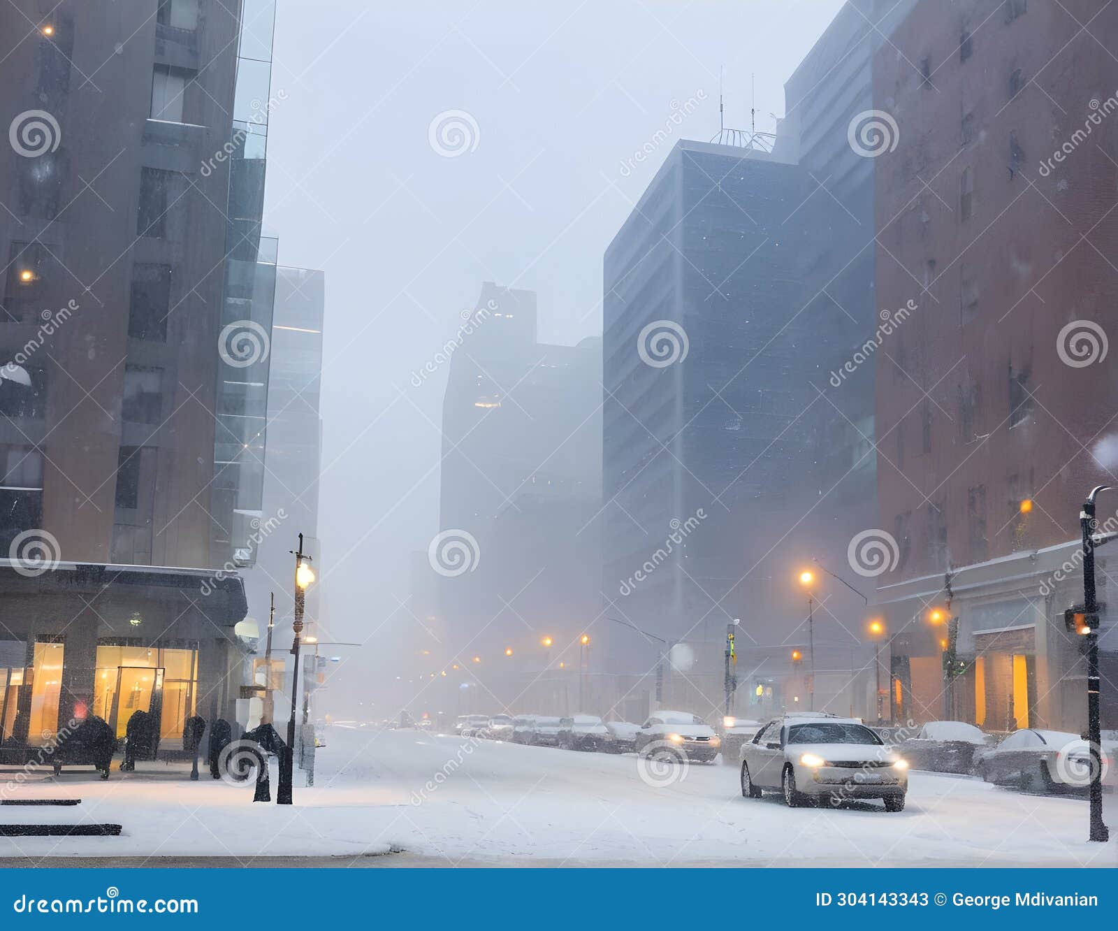 City Streets with Snow in Winter Stock Image - Image of nature ...