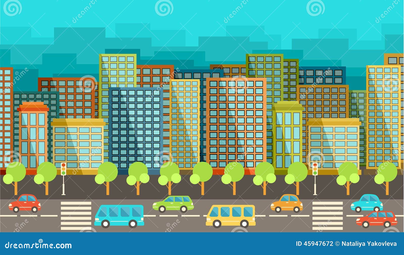 City in the Style of Flat Design. Stock Vector - Illustration of ...