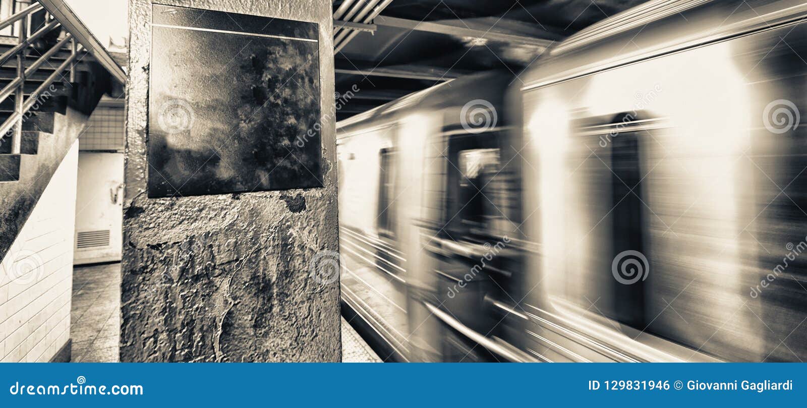 City Subway with Fast Moving Train Stock Photo - Image of train, metro ...