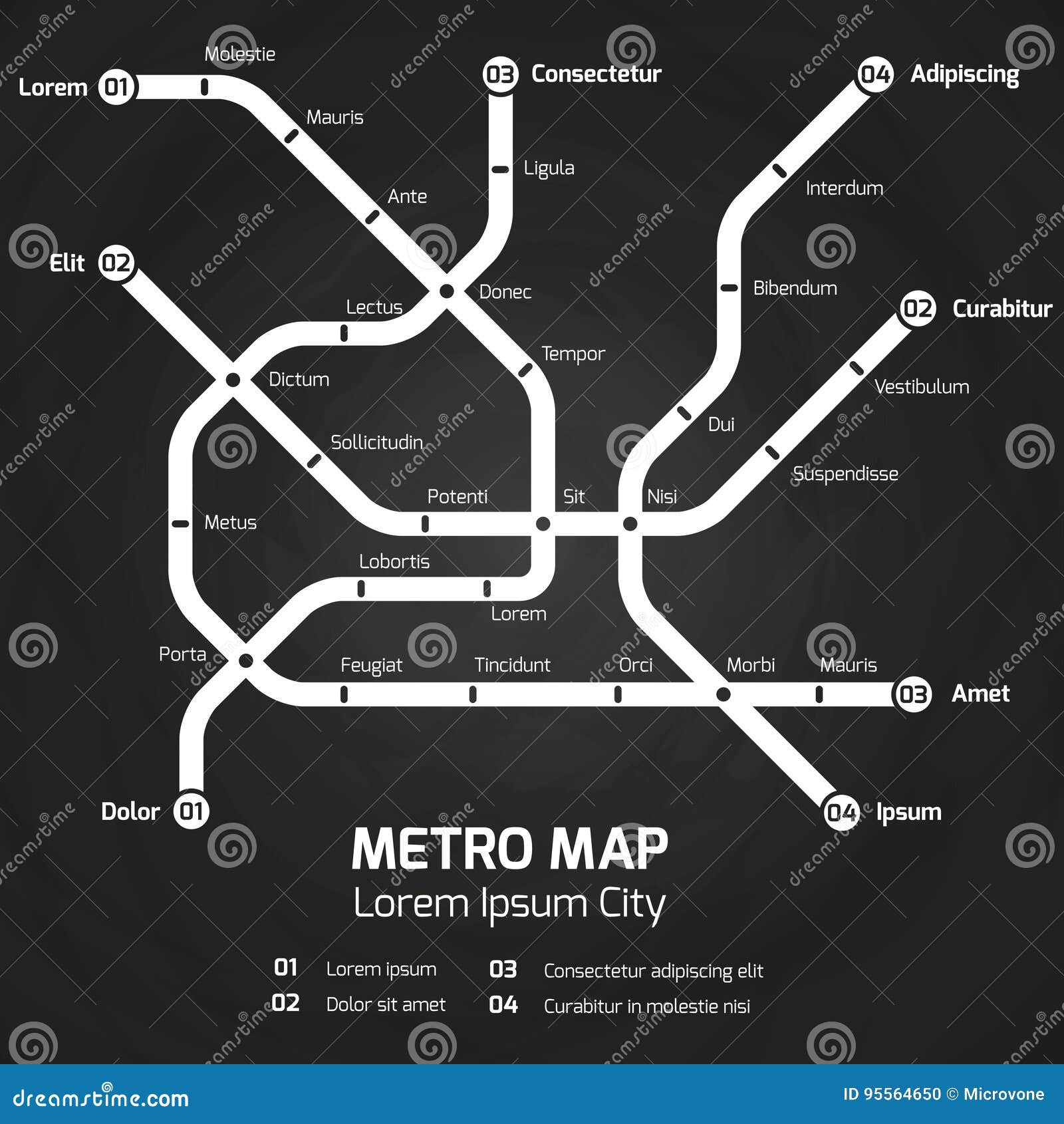 City Subway Map Metro Map Concept Stock Vector - Illustration of city ...
