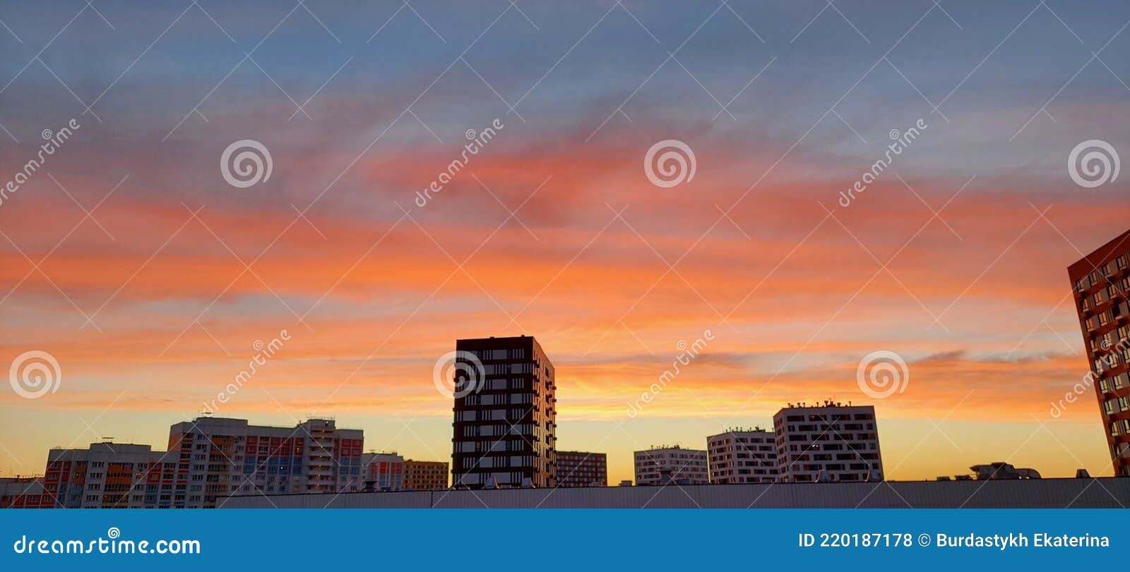 City sun fire stock photo. Image of reflection, sunset - 220187178