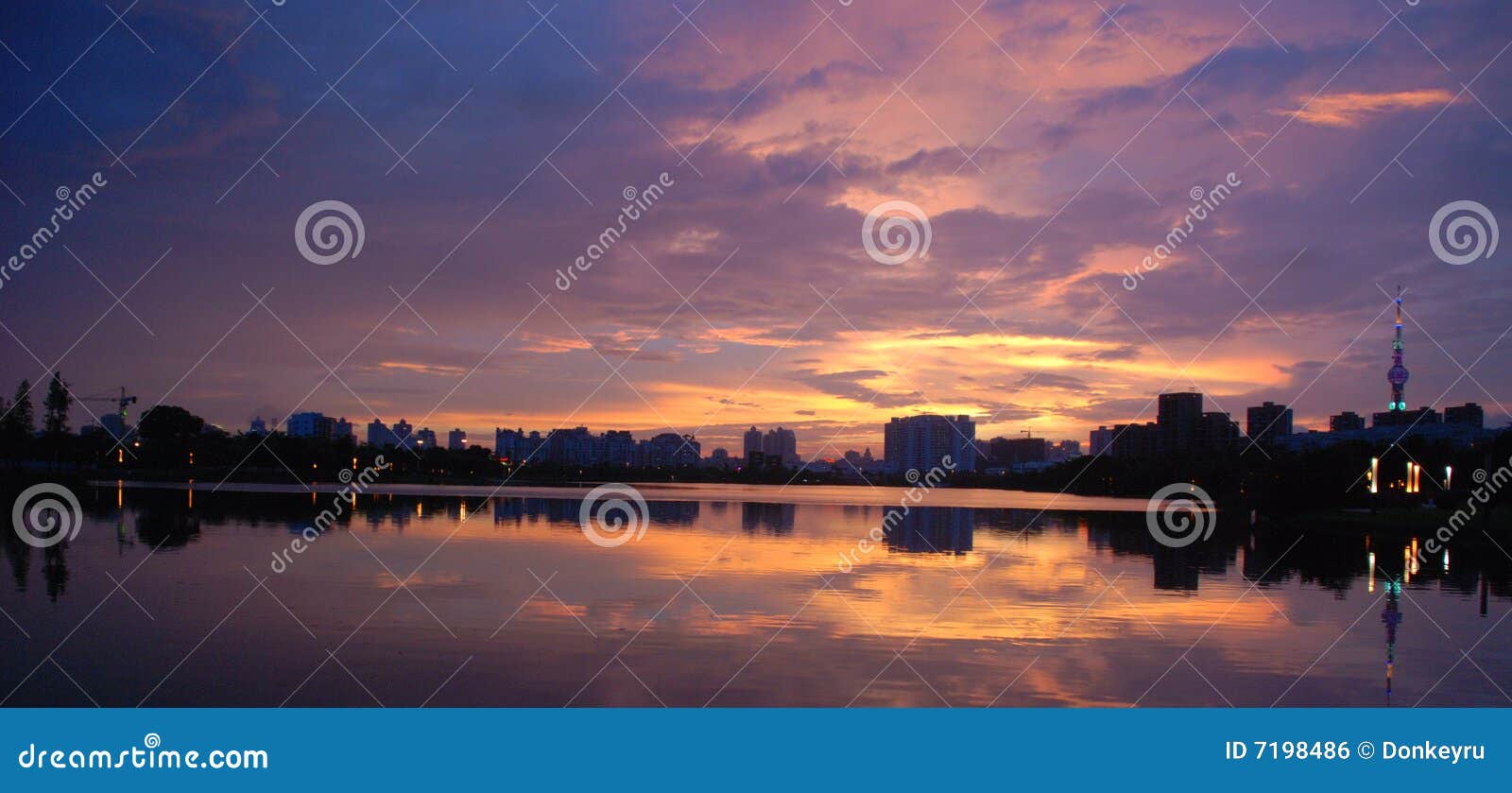 City sunset stock photo. Image of sunset, colorful, builidngs - 7198486