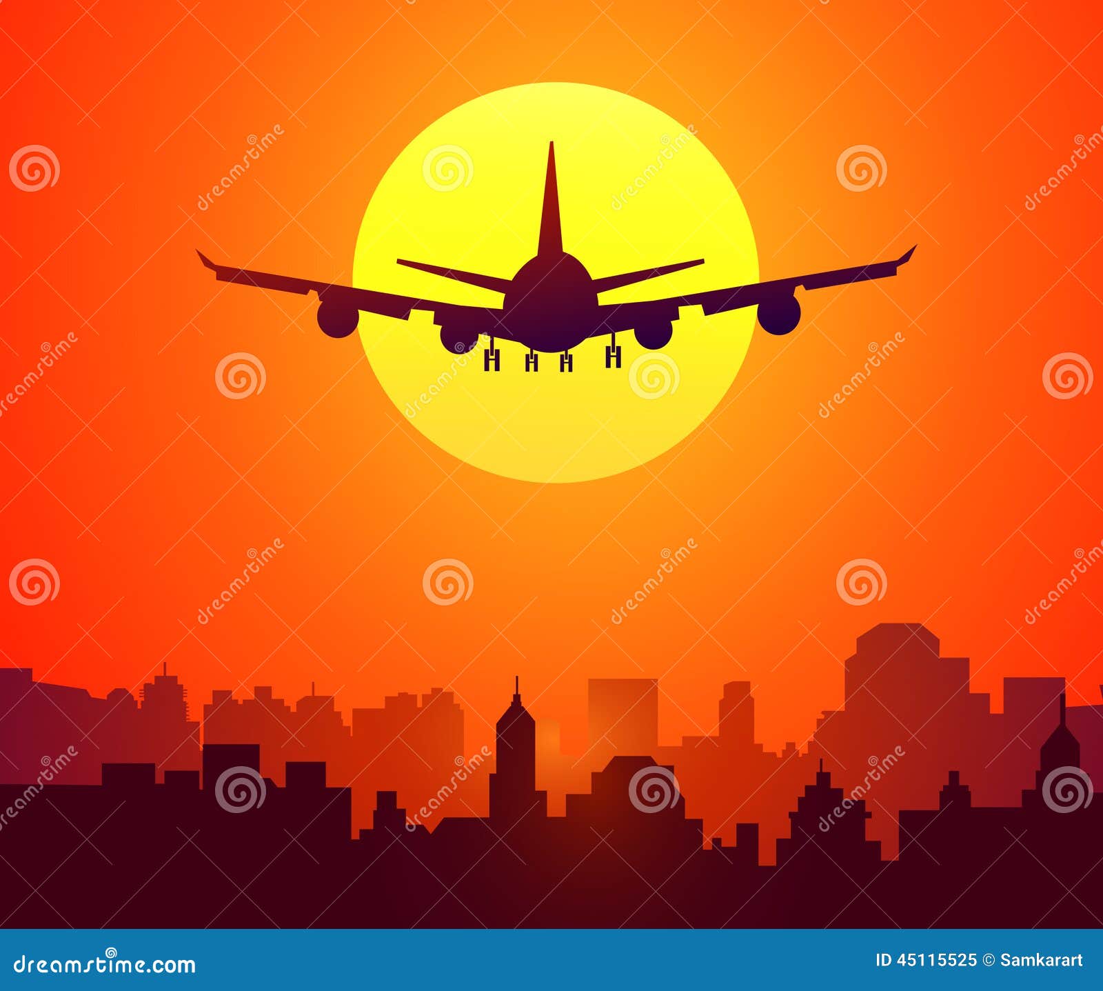 City Sunset & Afternoon Flight-Vector Stock Vector - Illustration of ...