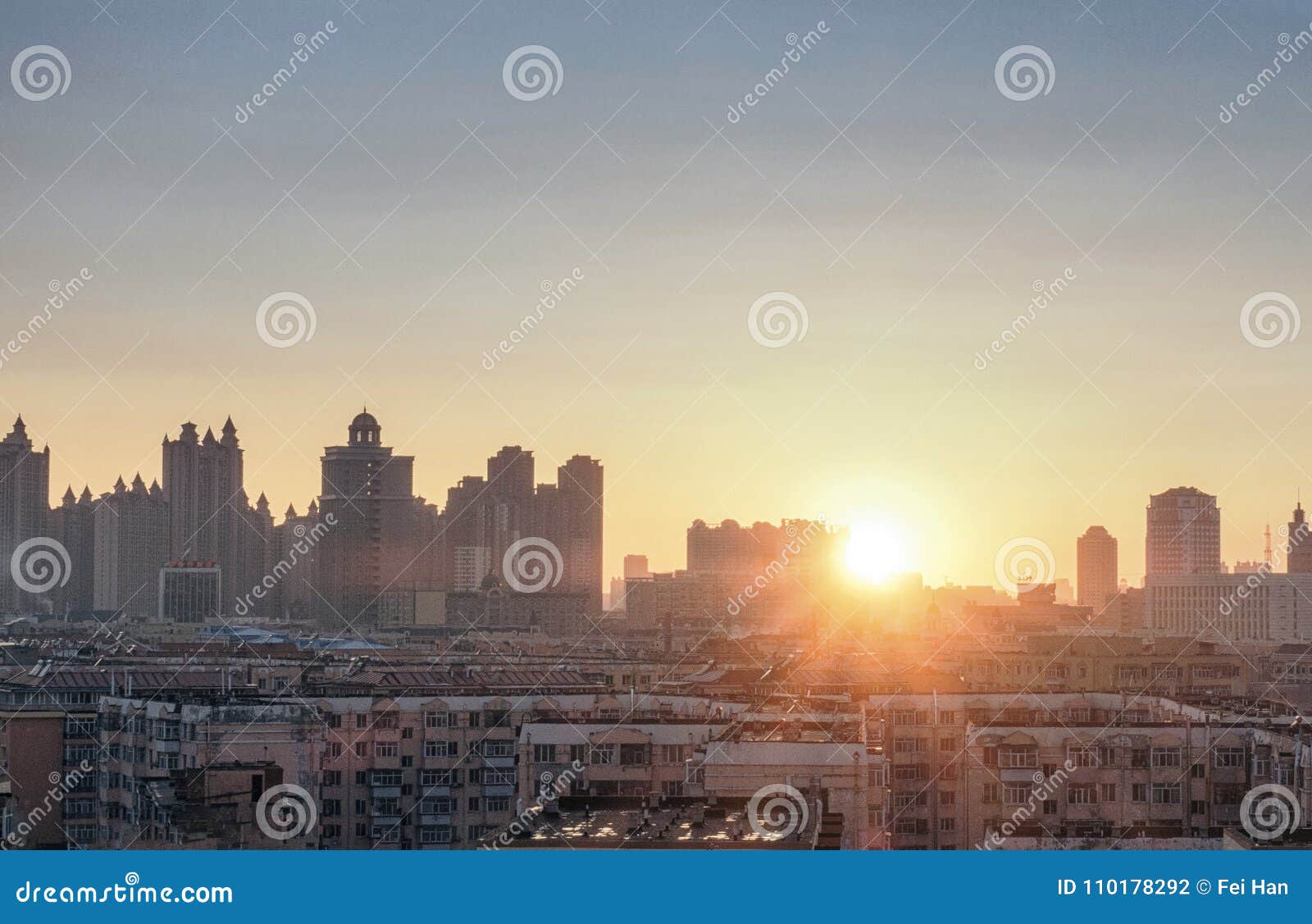 City Sunset in China,Harbin Stock Photo - Image of people, center ...