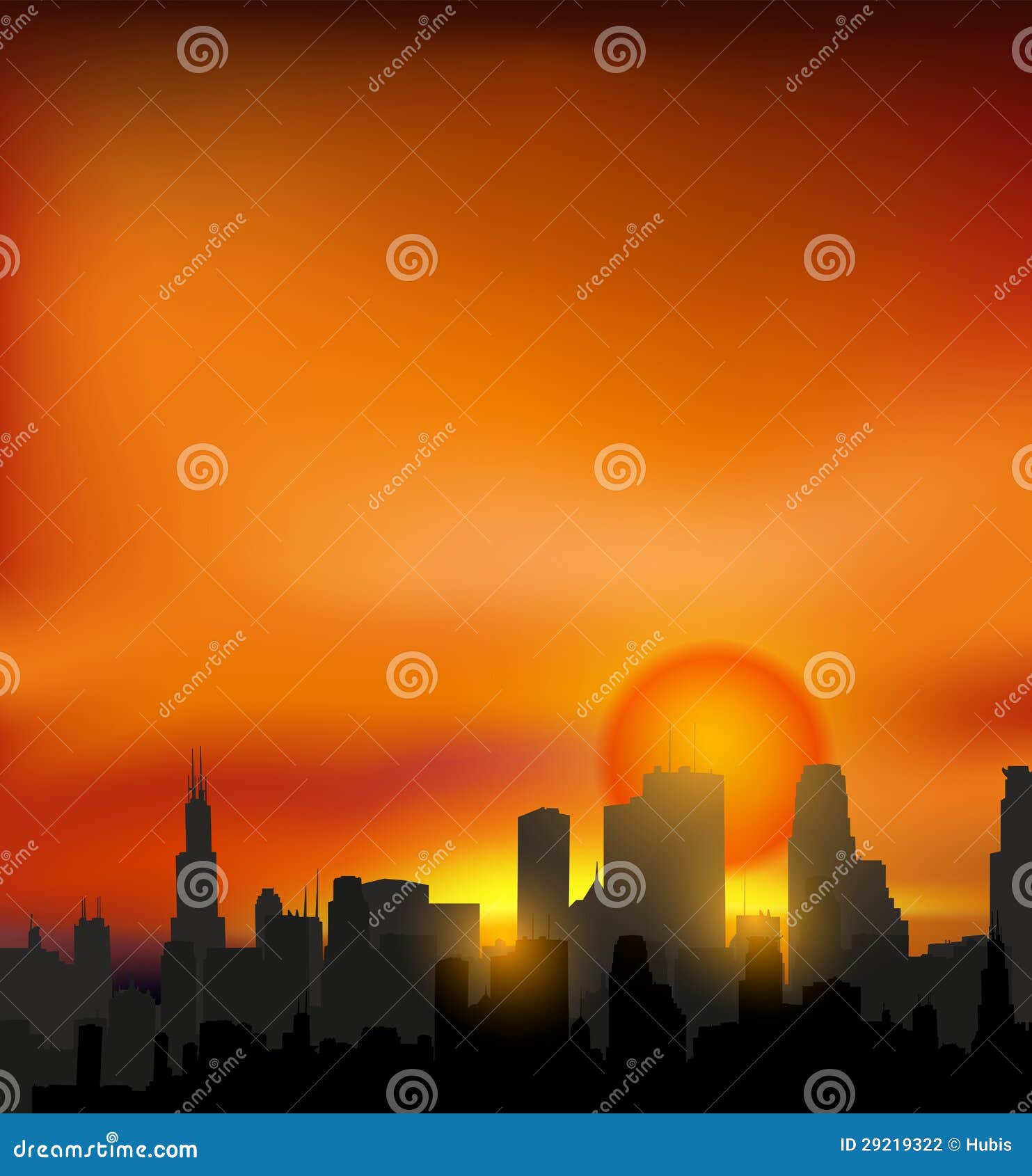 City in Sunset Illustration Stock Vector - Illustration of dark, view ...