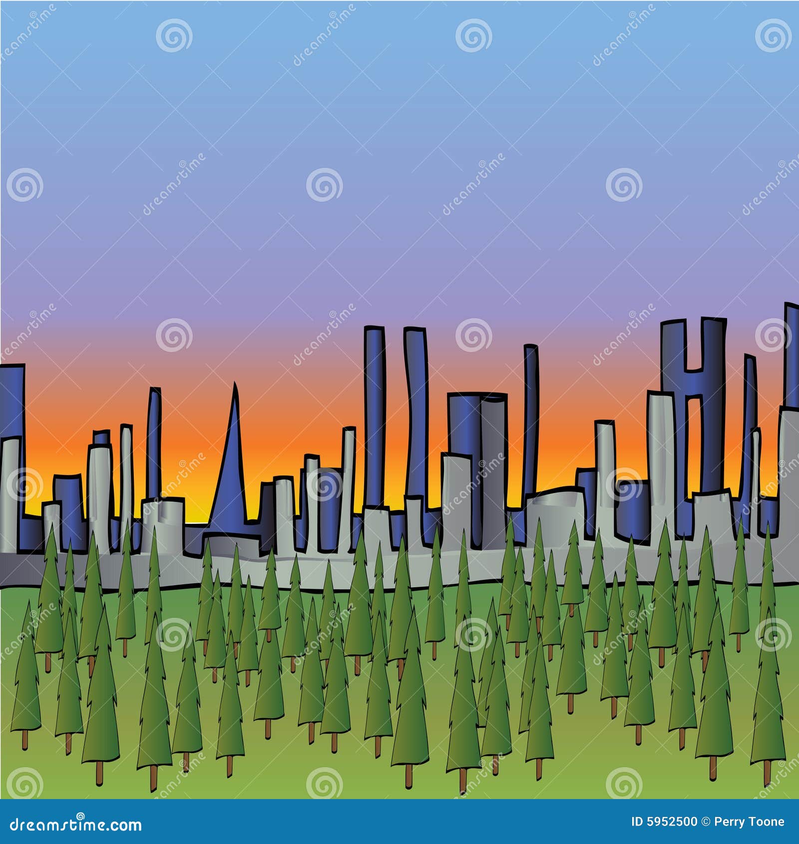 City Sunset Illustration stock vector. Illustration of color - 5952500