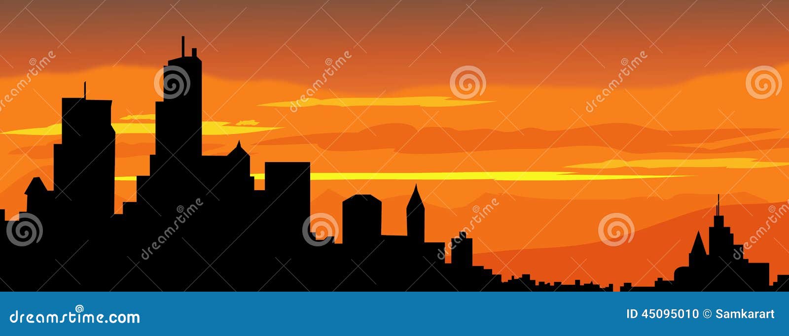 City Sunset Silhouette-vector Stock Illustration - Illustration of ...