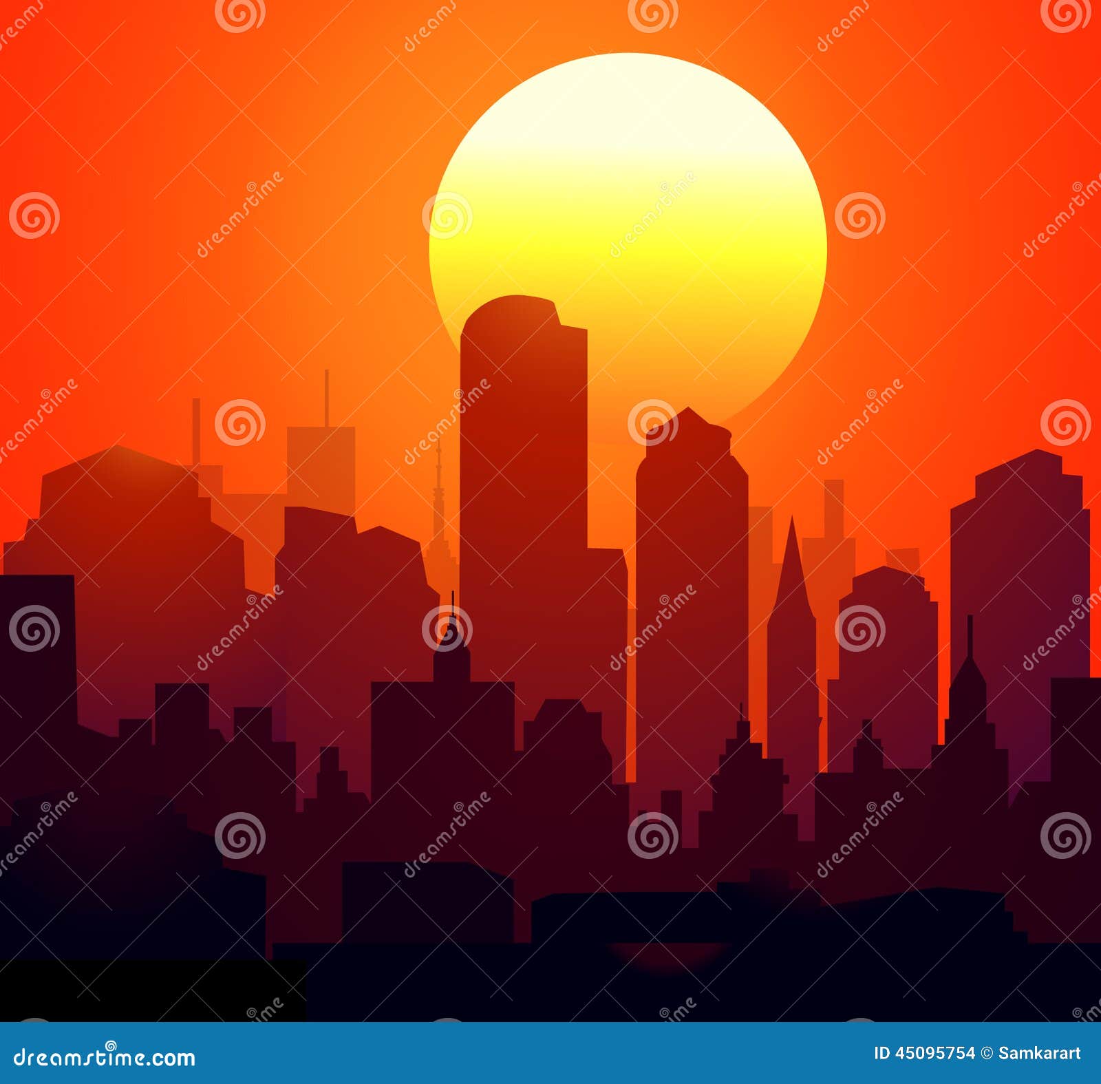 City Sunset-vector stock vector. Illustration of metro - 45095754