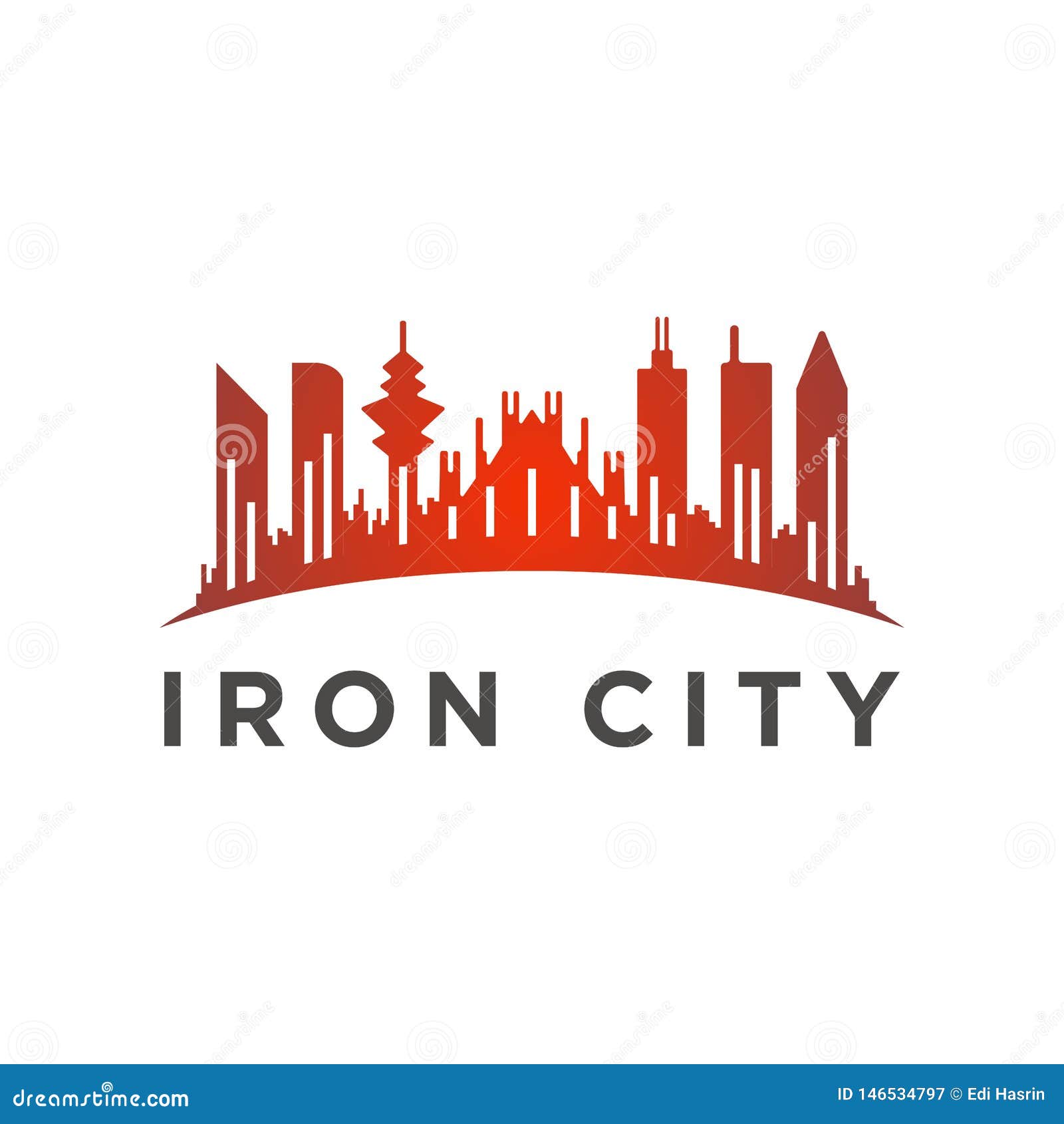 City with a Tall Tower Logo Template Stock Vector - Illustration of ...