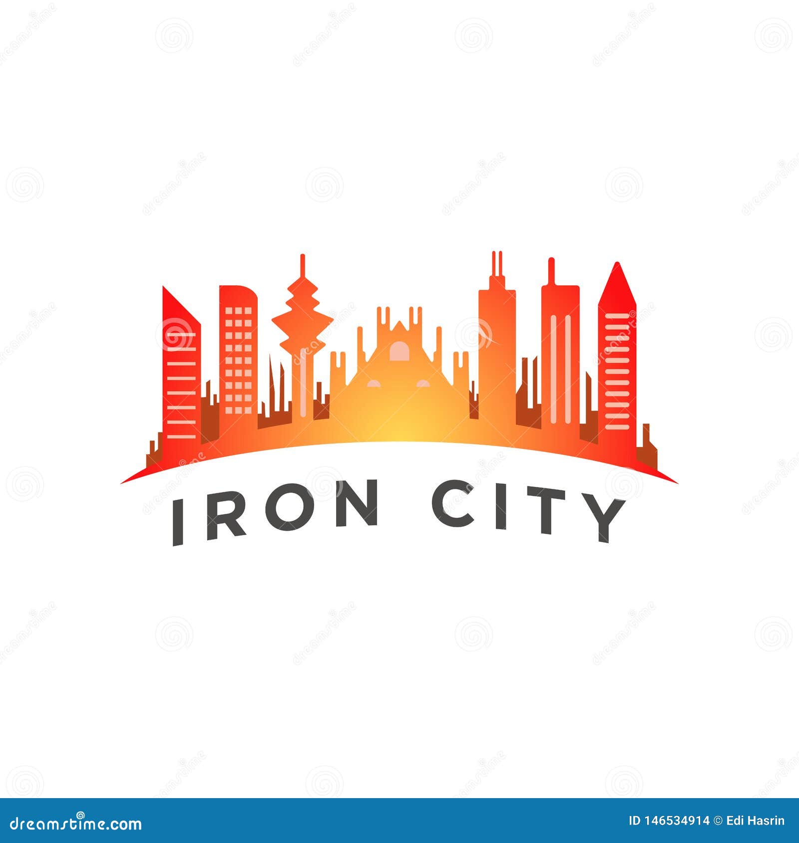 City with a Tall Tower Logo Template Stock Vector - Illustration of ...