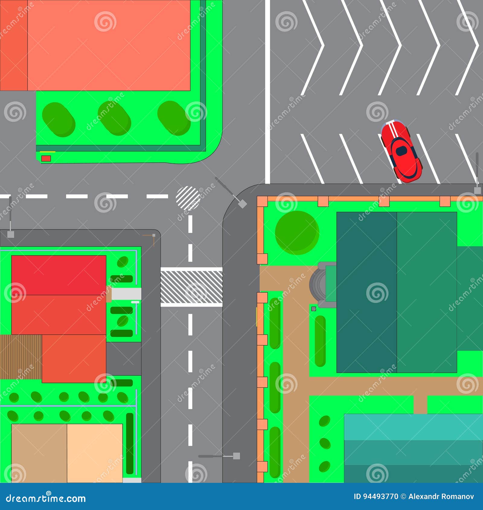 City Top View, Flat.suburban Schematic Stock Illustration ...
