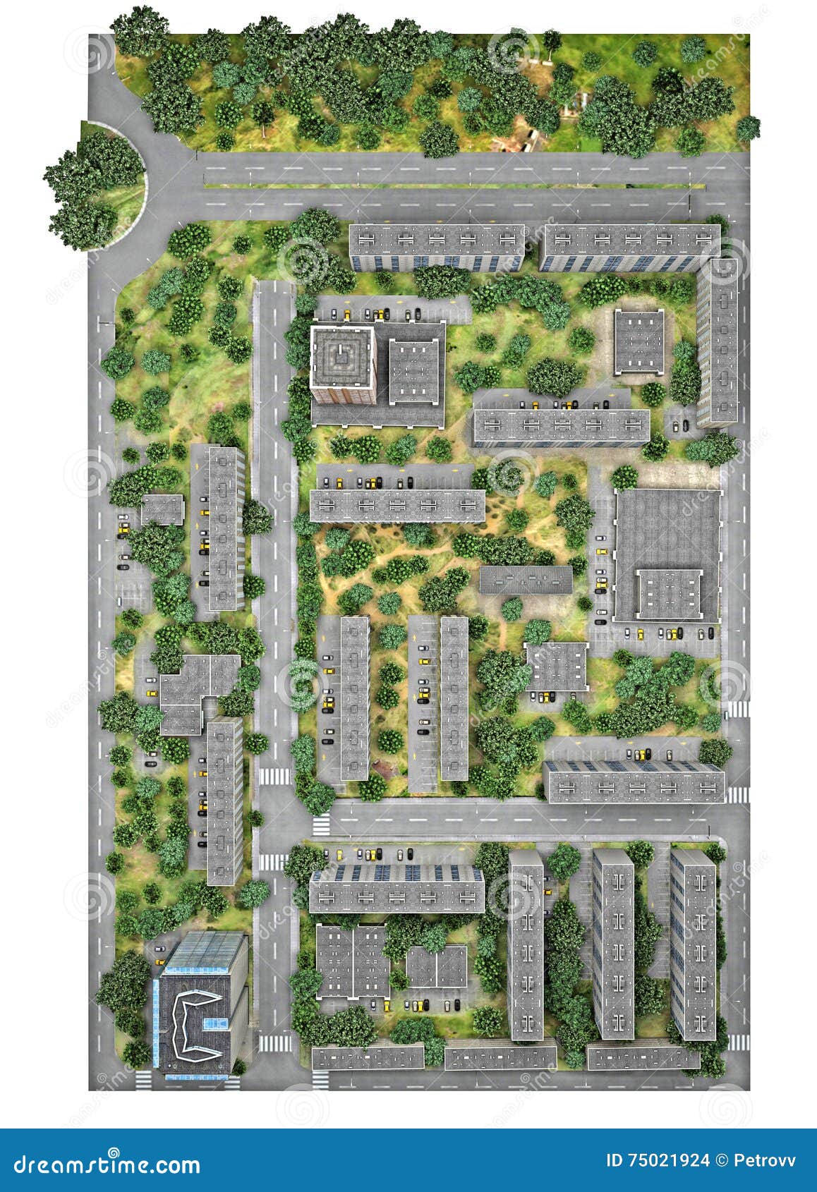 City Top View. Isolated Part. Stock Illustration - Illustration of ...