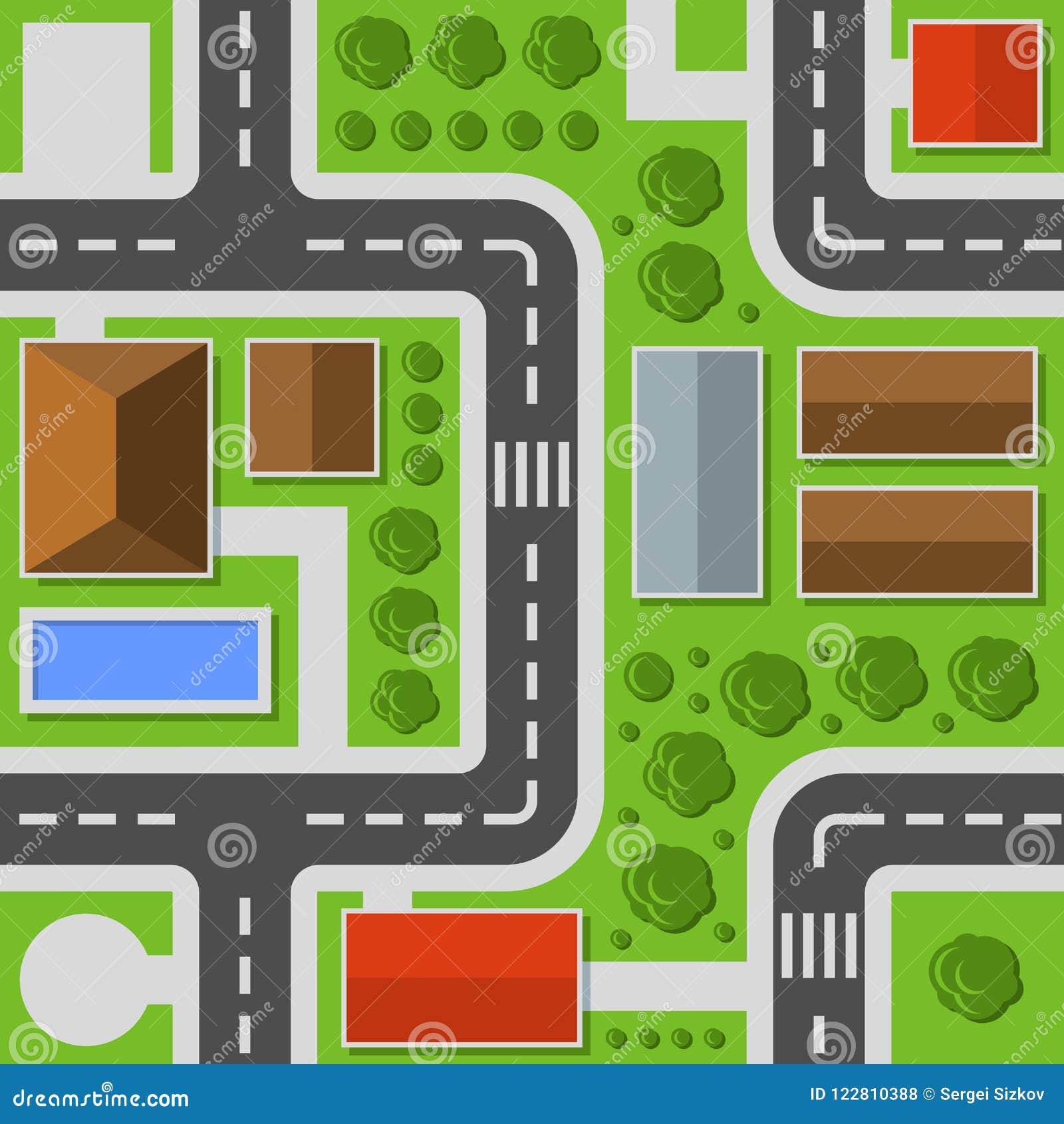 City Top View. Town Map Seamless Pattern Stock Vector - Illustration of ...