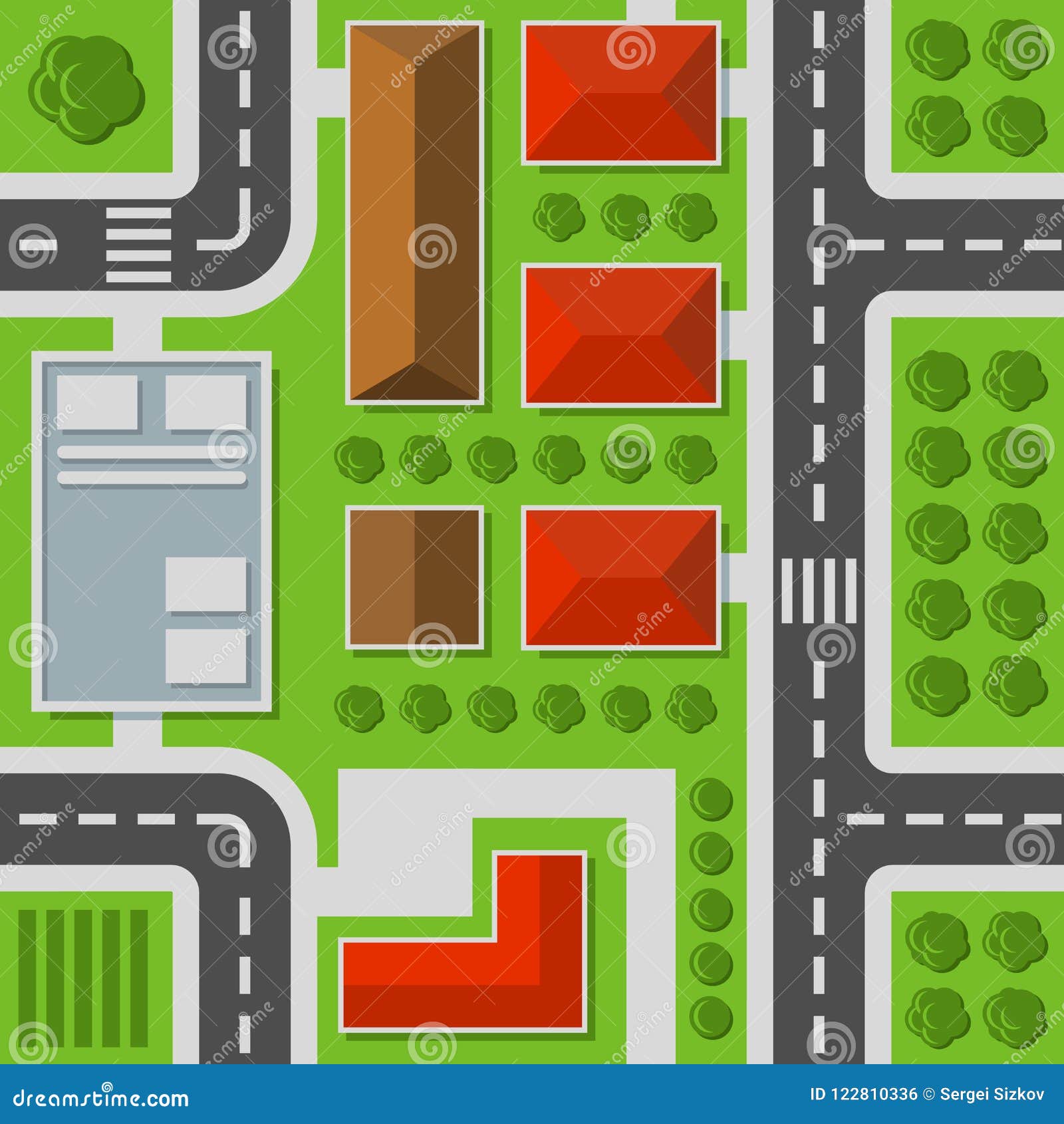 City Top View. Town Map Seamless Pattern Stock Vector - Illustration of ...