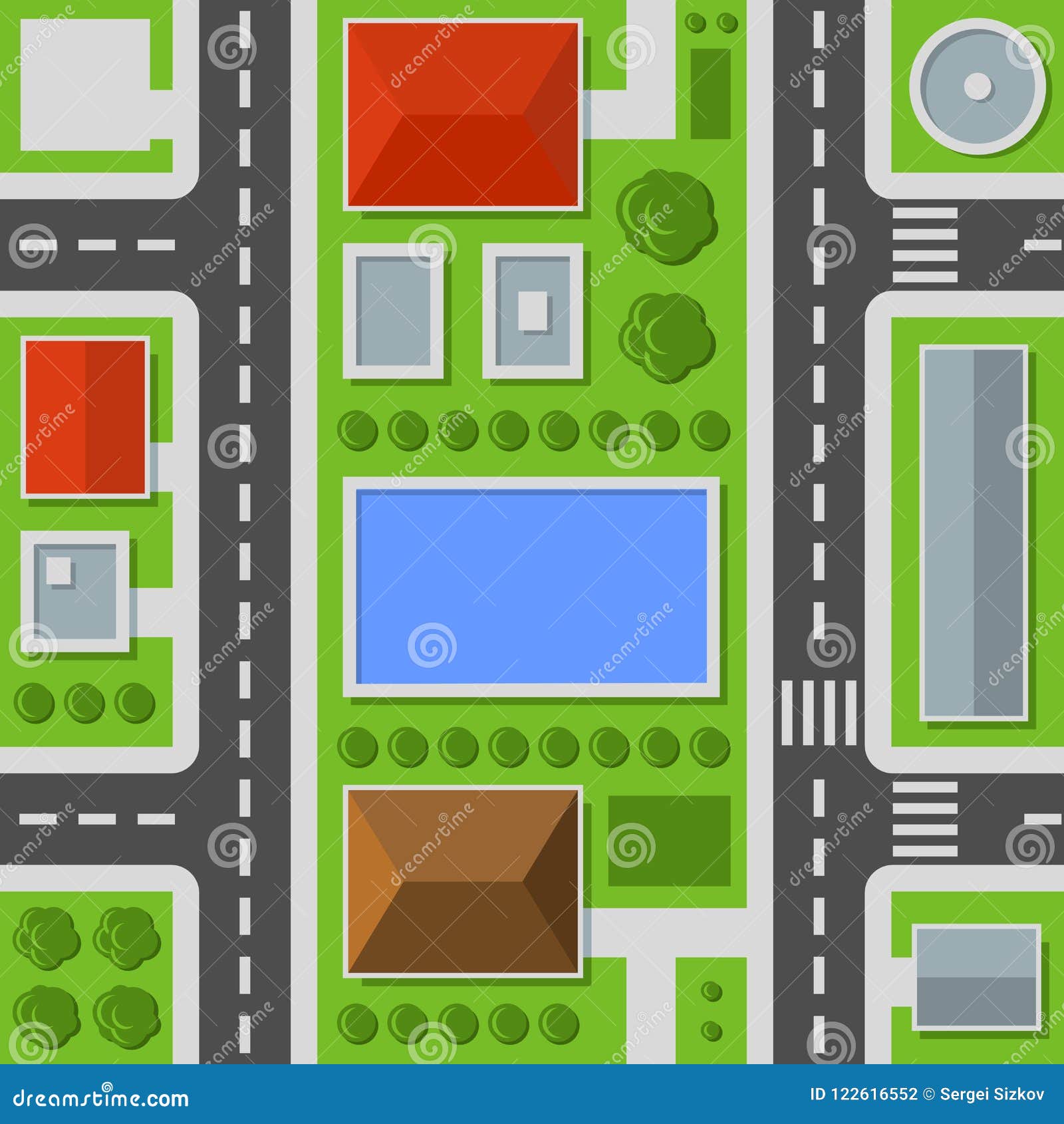 City Top View. Town Map Seamless Pattern Stock Vector - Illustration of ...