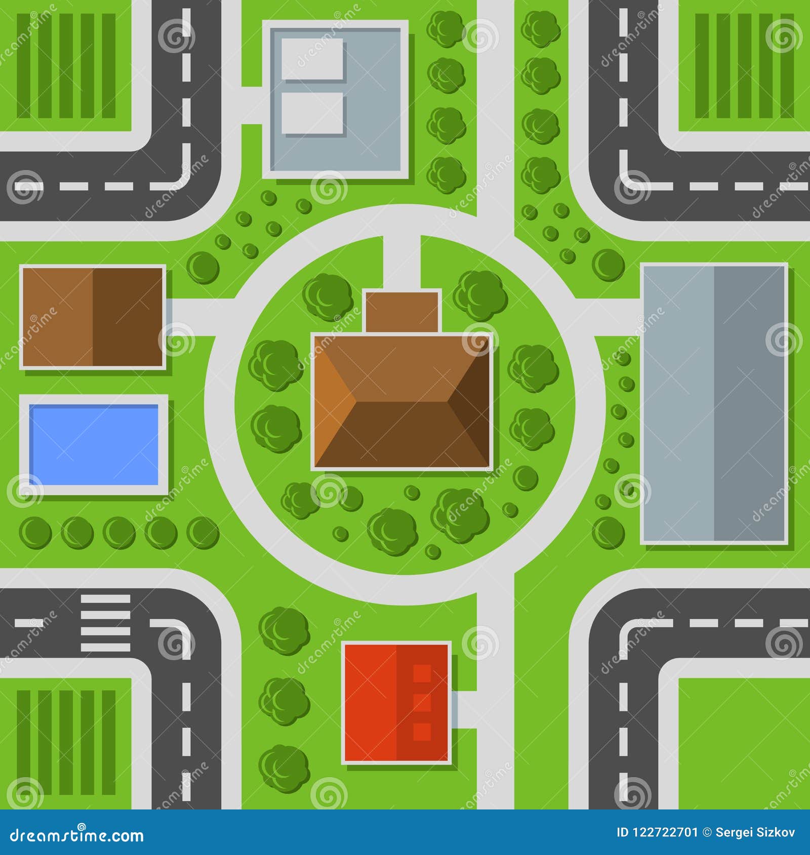 City Top View. Town Map Seamless Pattern Stock Vector - Illustration of ...