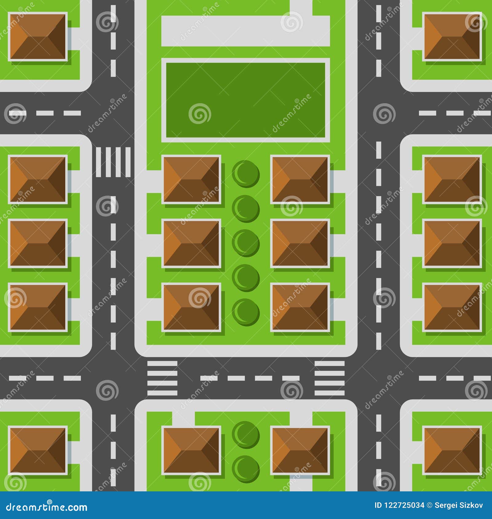 City Top View. Town Map Seamless Pattern Stock Vector - Illustration of ...