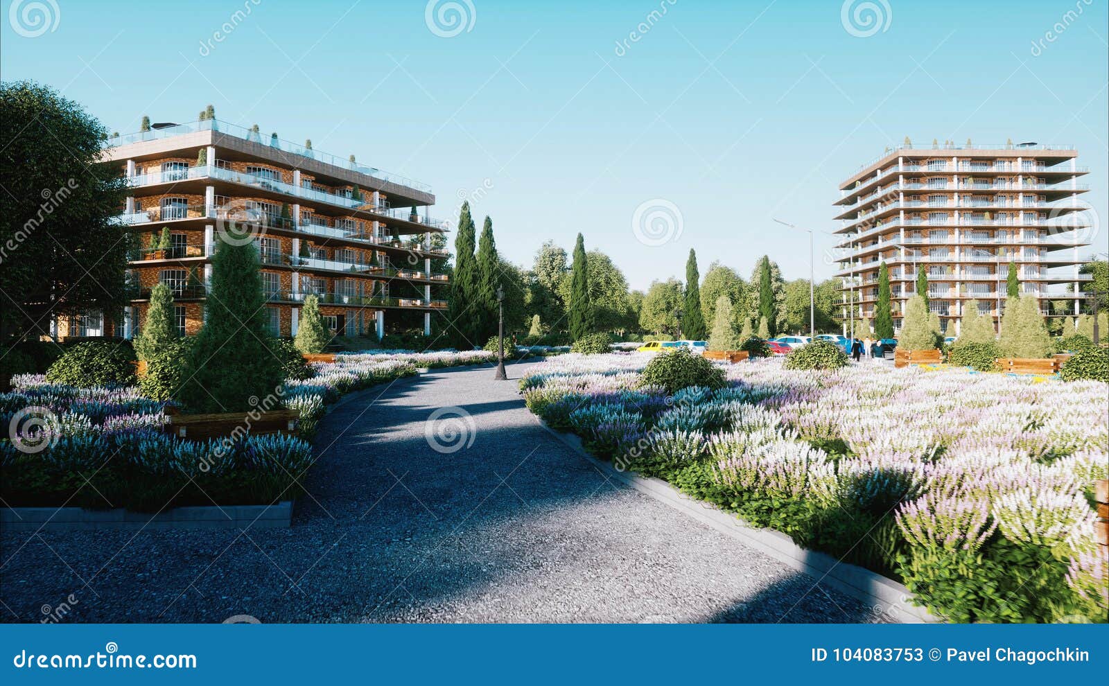 City, Town Architectural 3d Visualization. Aerial View. 3d Rendering ...