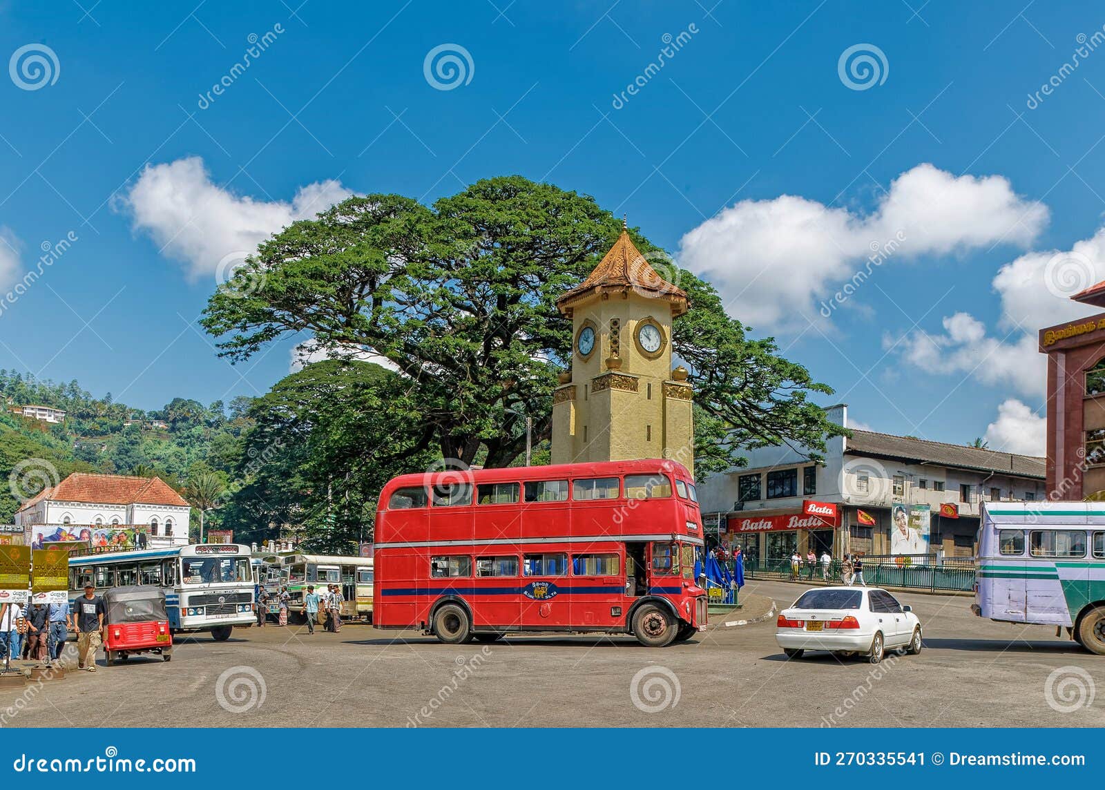 City Traffic, Clock Tower Roundabout and Police Station in Downtown ... City Traffic, Clock Tower Roundabout and Police Station in Downtown ...